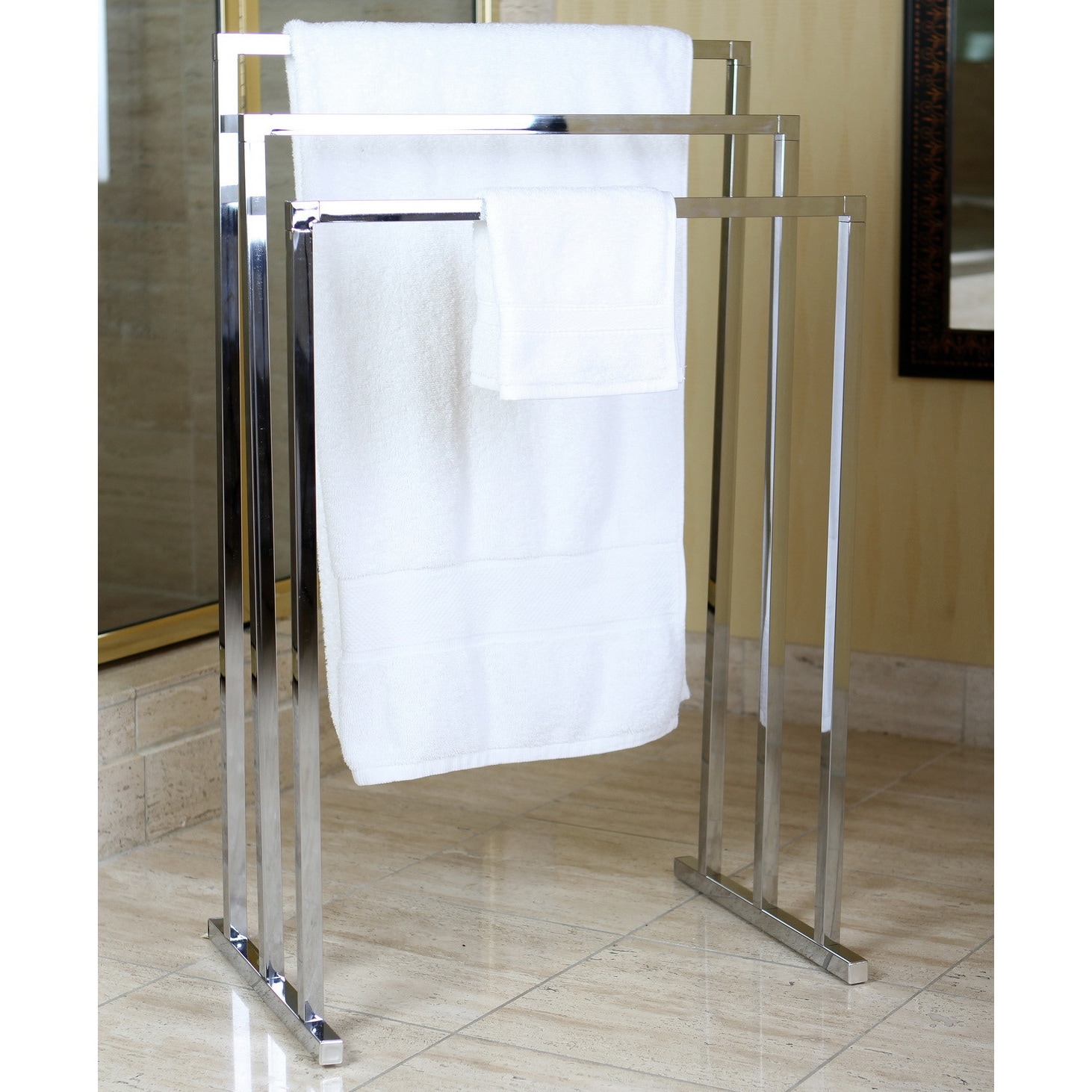 Kingston Brass Chrome Pedestal 3-tier Iron Construction Towel Rack ...