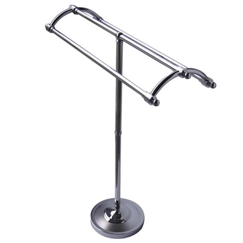 Kingston Brass Chrome Pedestal Round Plate Towel Rack - silver ...