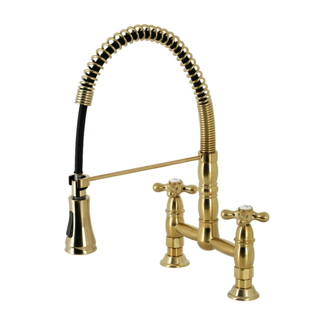 Kingston Brass Gs127.Ax Heritage 1.8 GPM Widespread Bridge Pull Down Kitchen Faucet - - Walmart.com