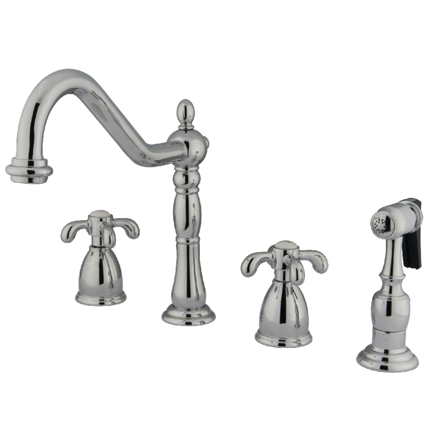 Kingston Brass KB1791TXBS French Country Widespread Kitchen Faucet with ...