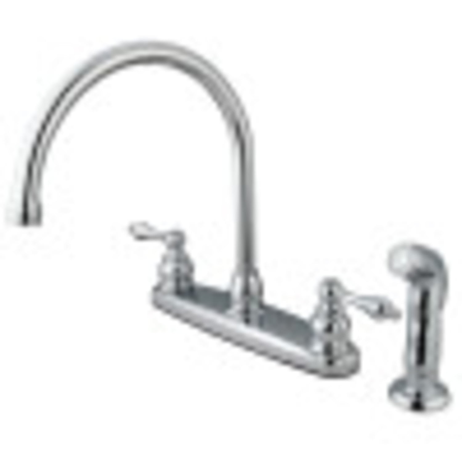 Kingston Brass Vintage Double Handle Goose Neck Kitchen Faucet with Non ...