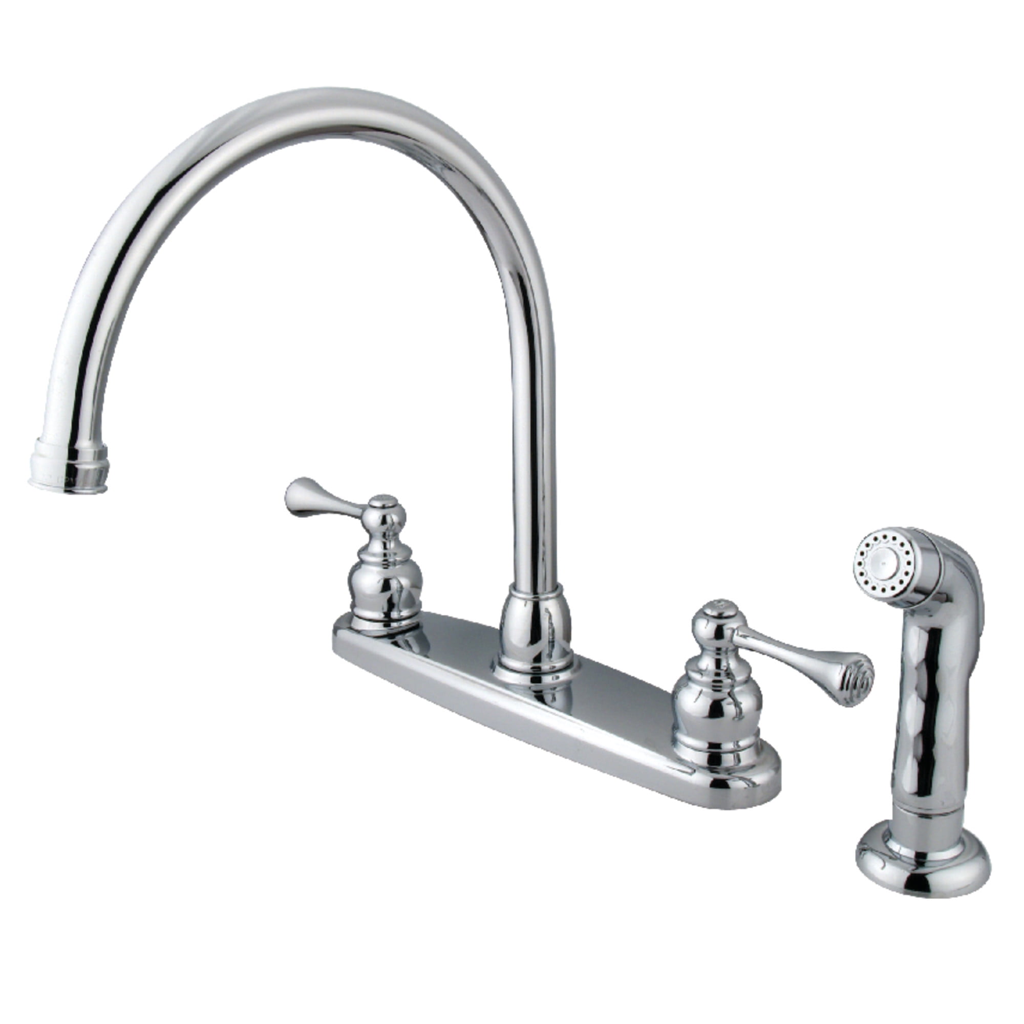 Kingston KB721BLSP Vintage Two-Handle 4-Hole 8" Centerset Kitchen ...