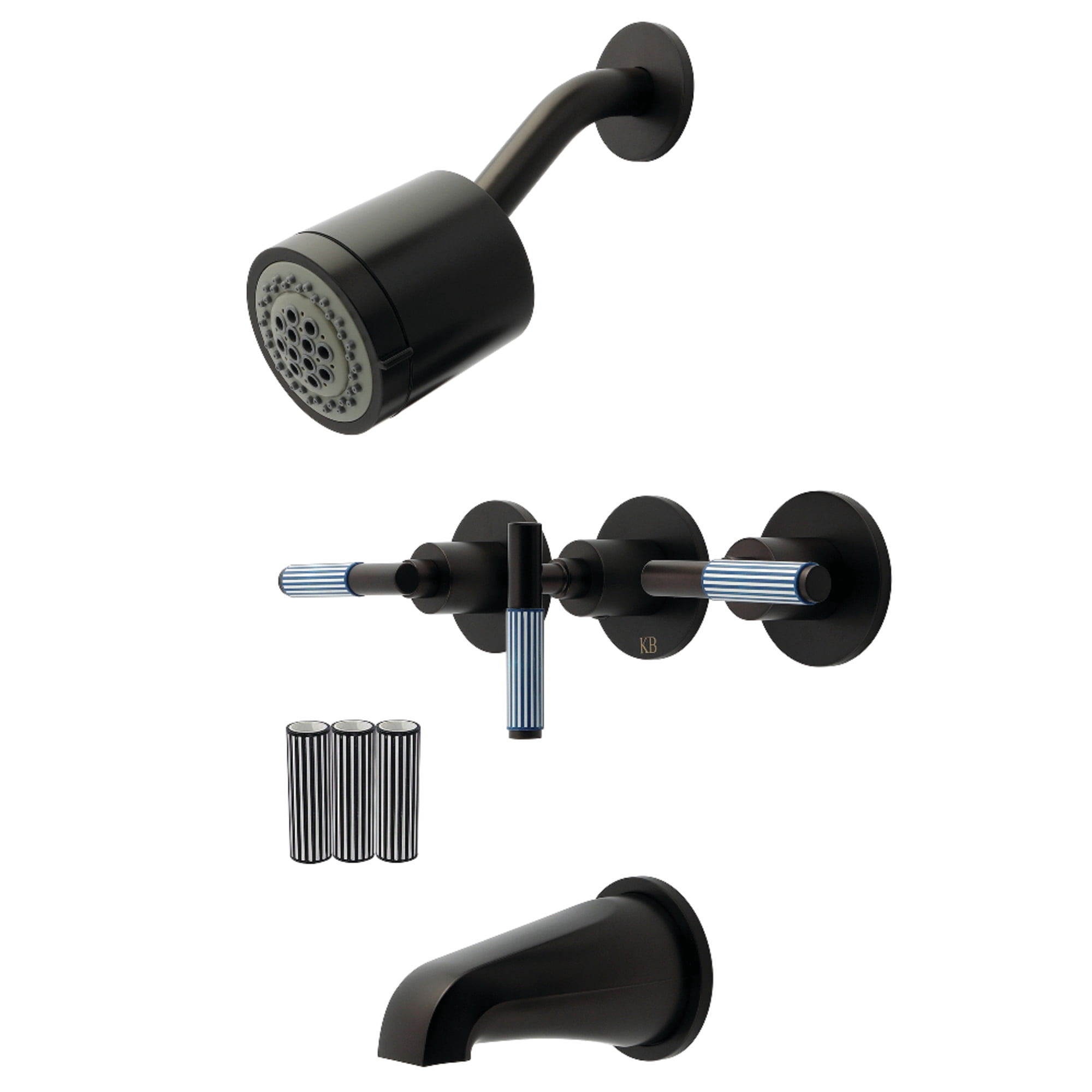 Kingston Brass KBX8135KPS Verona Triple-Handle Tub and Shower Faucet ...