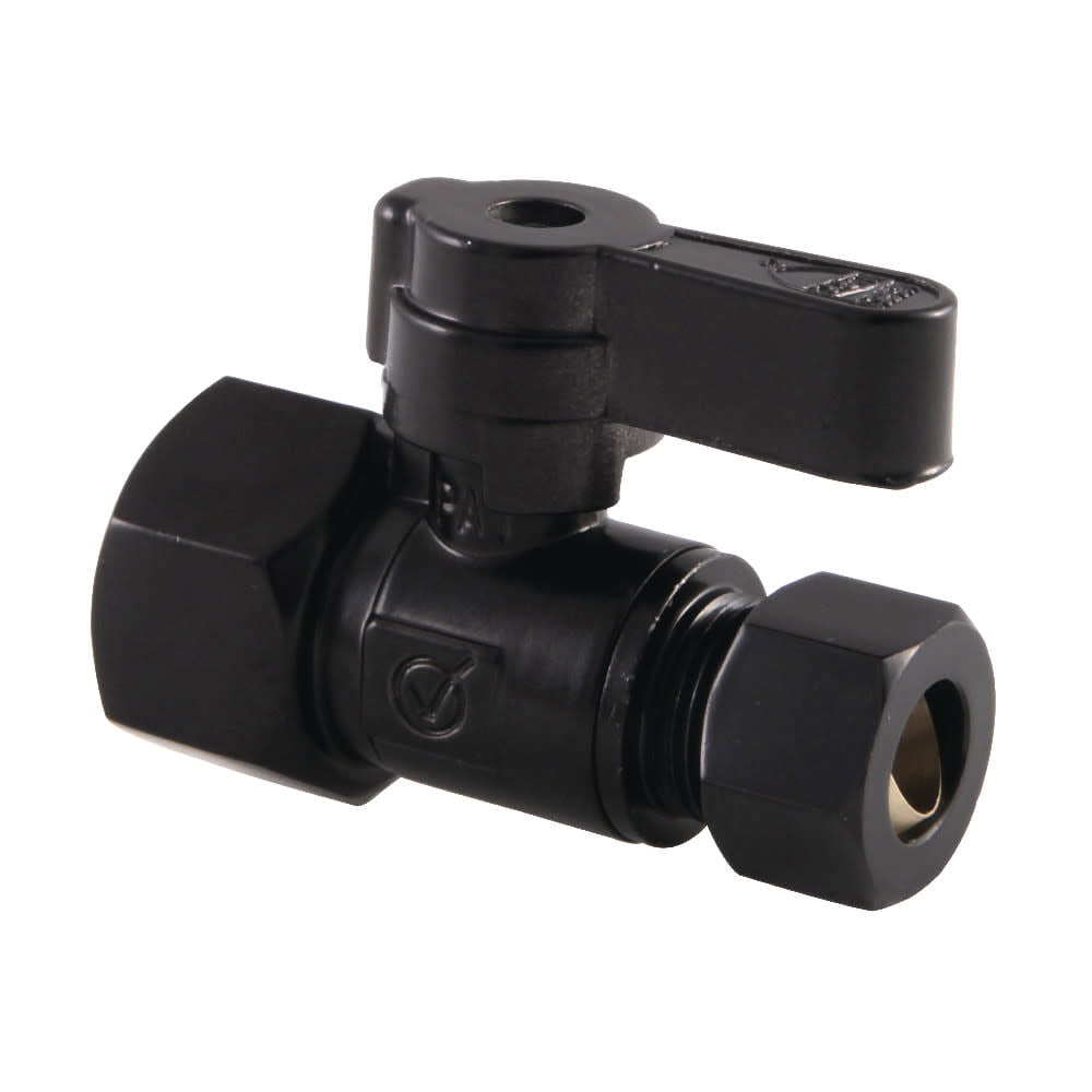 Kingston Brass KF4315MB 1/2" FIP x 3/8" OD Comp Straight Stop Valve ...