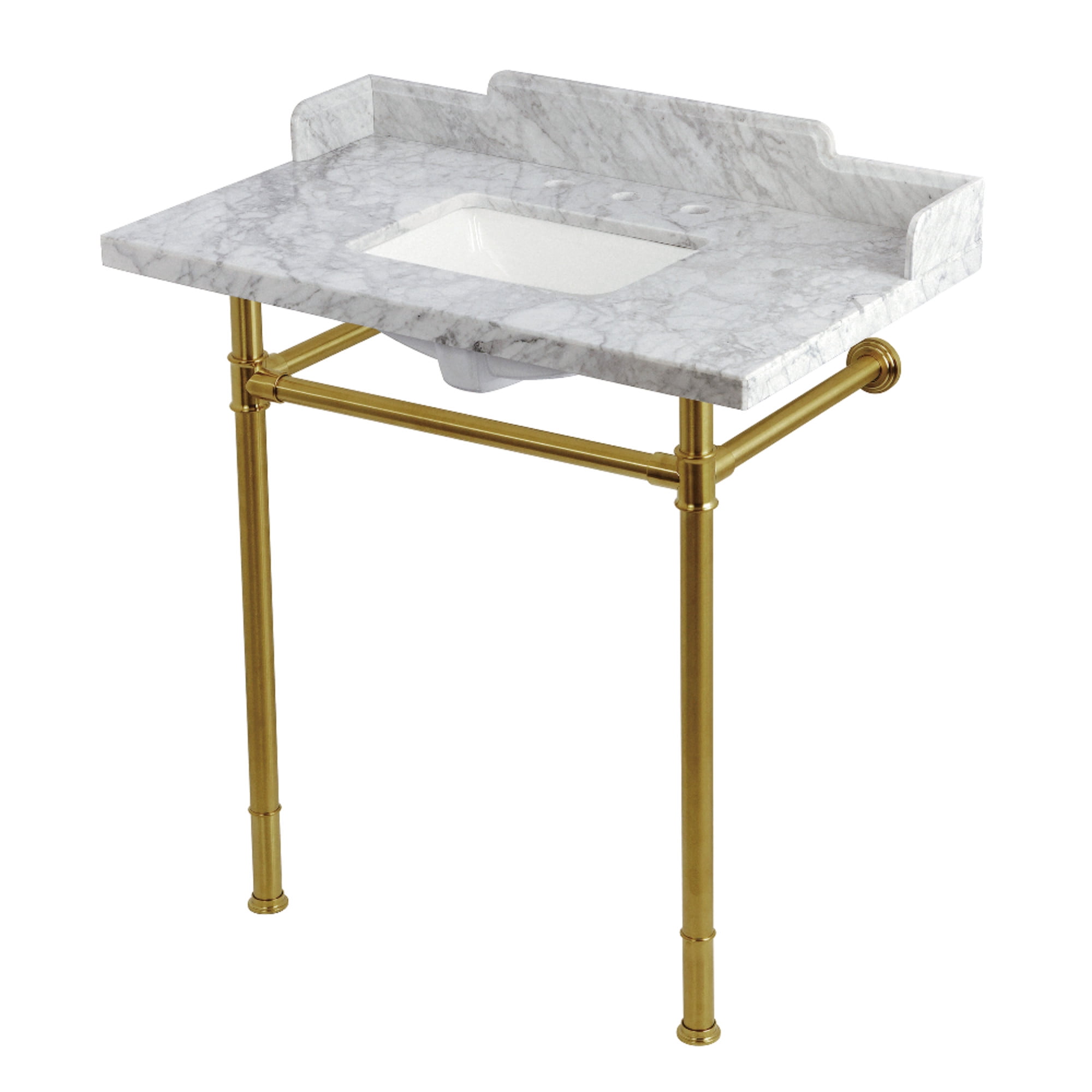 Kingston Brass KMS36227M8SQ7 Wesselman 36" Carrara Marble Console Sink ...