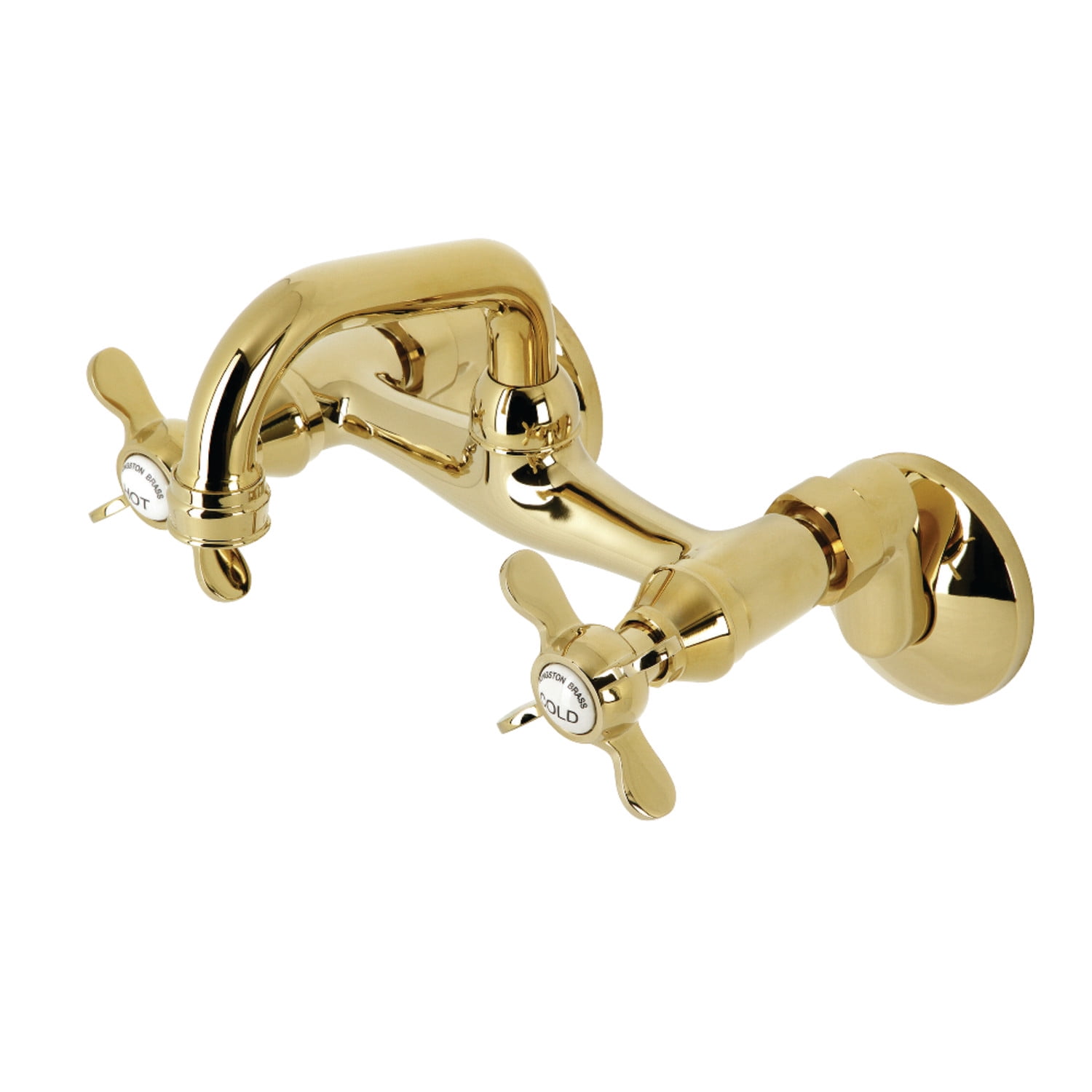 Kingston Brass KS112PB Two-Handle Wall Mount Bar Faucet, Polished Brass ...