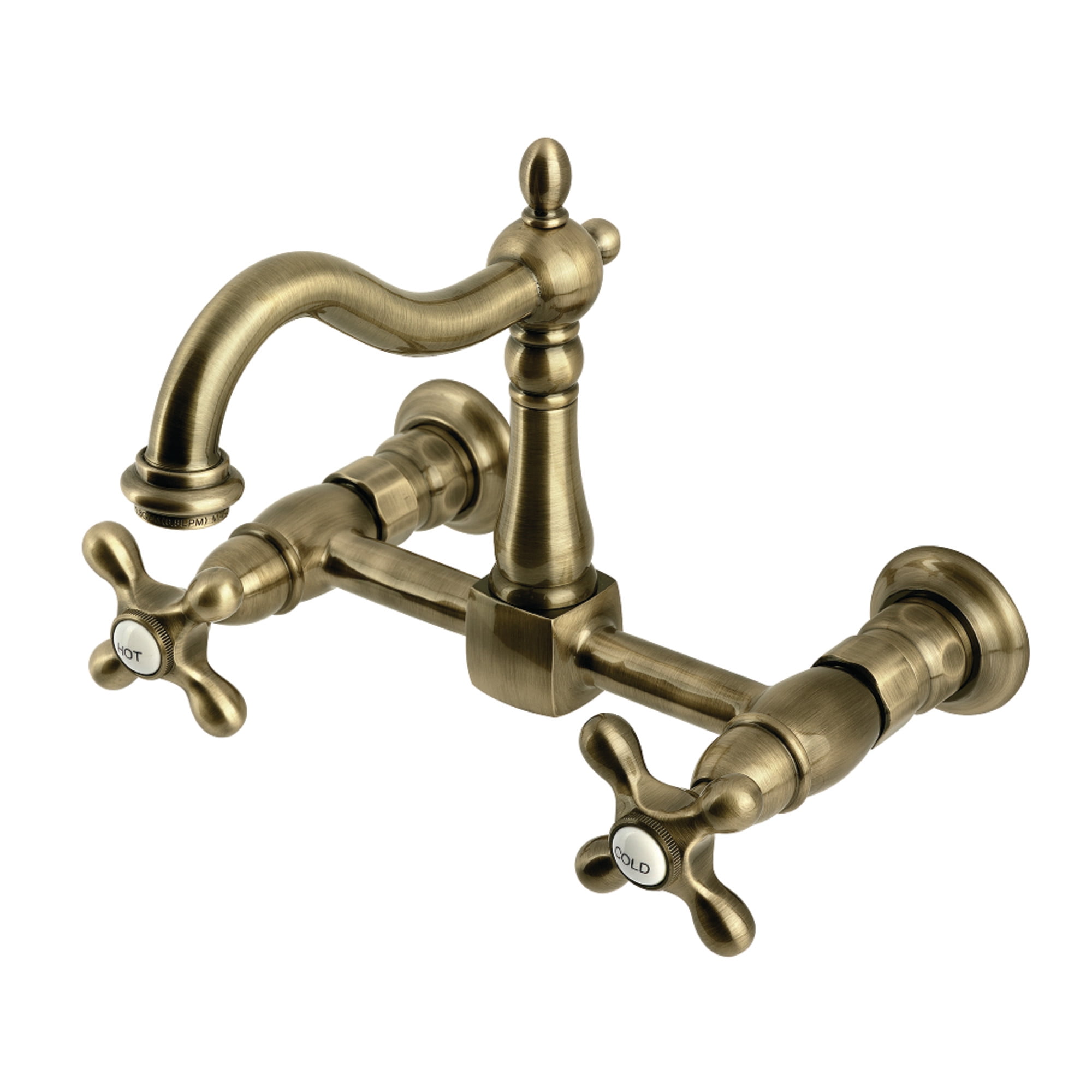 Kingston Brass KS1263AX Heritage Double-Handle Wall-Mount Bridge ...