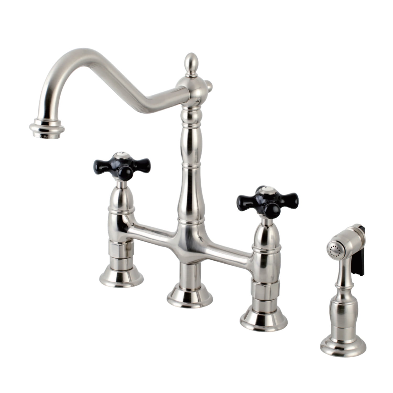 Kingston Brass KS1278PKXBS Duchess Bridge Kitchen Faucet with Brass ...