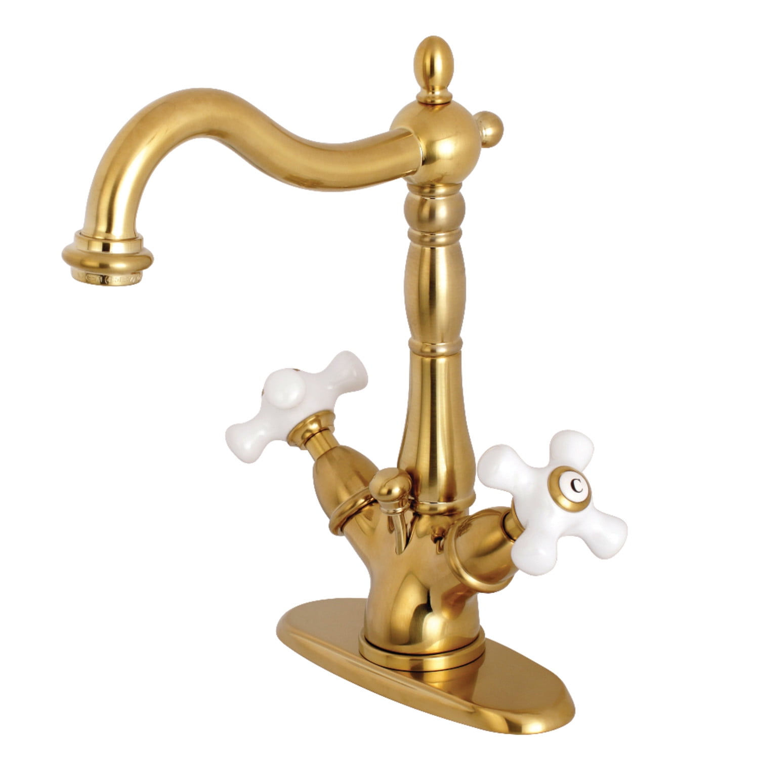 Kingston Brass KS1437PX Heritage Two-Handle Bathroom Faucet with Brass ...