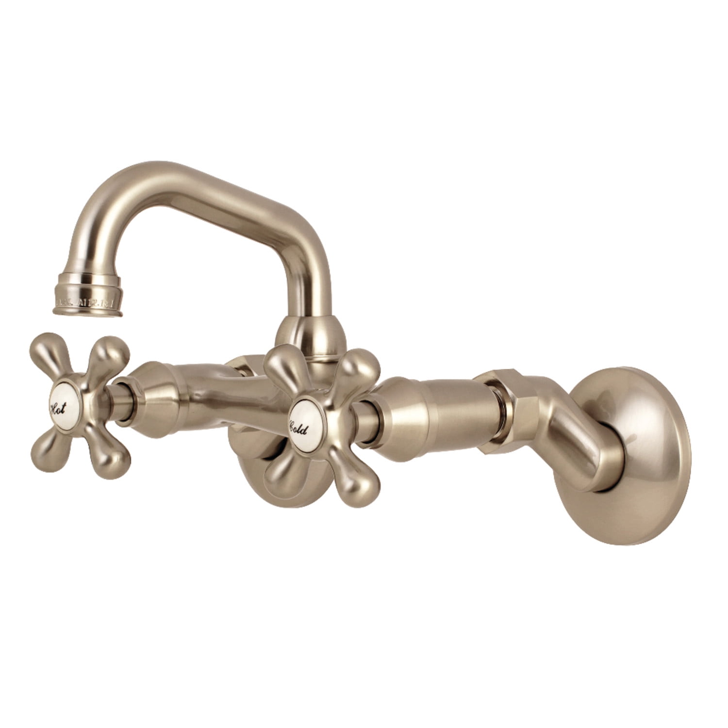 Kingston Brass KS212SN Two-Handle Wall Mount Bar Faucet, Brushed Nickel ...