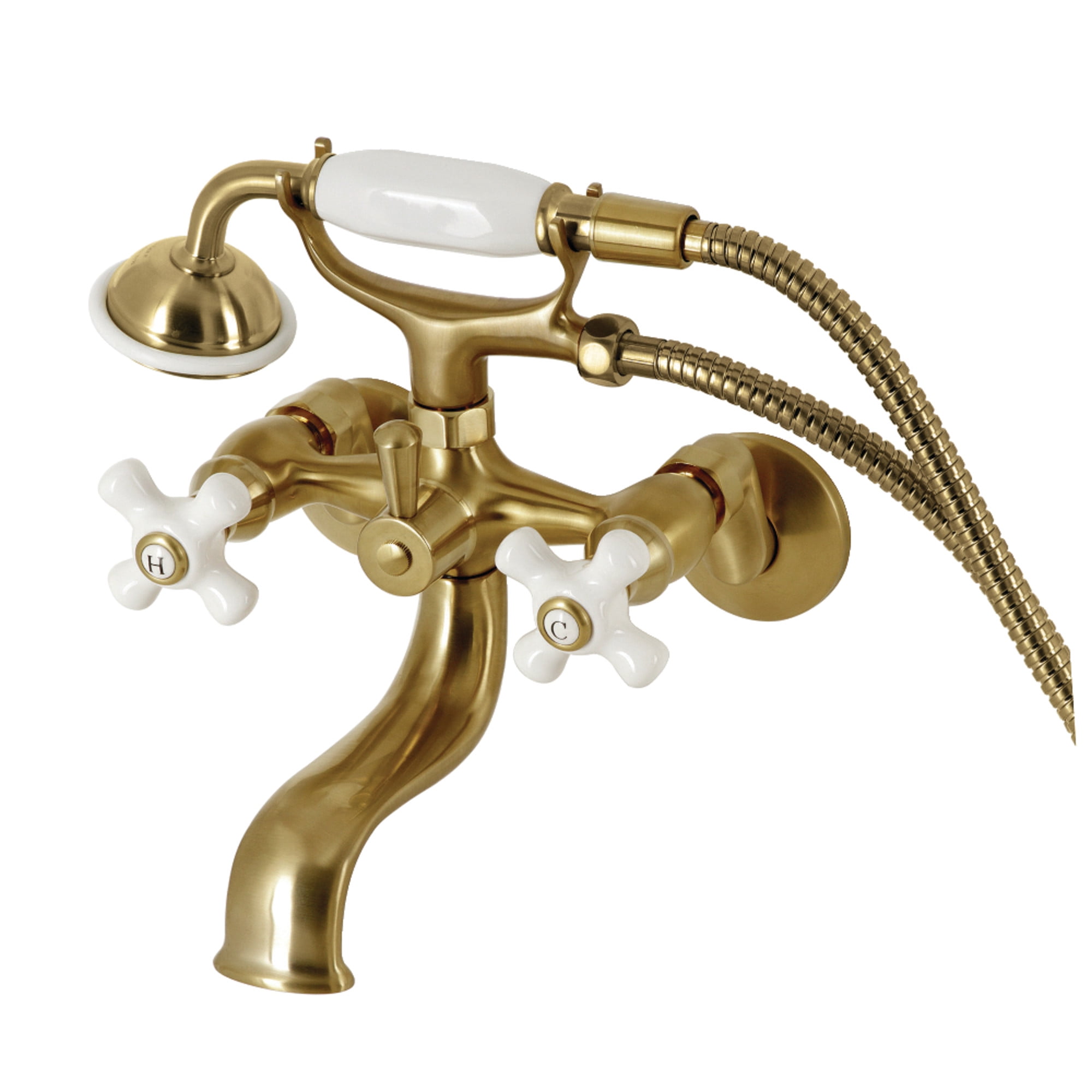 Kingston Brass KS225PXSB Kingston Three-Handle 2-Hole Tub Wall Mount ...