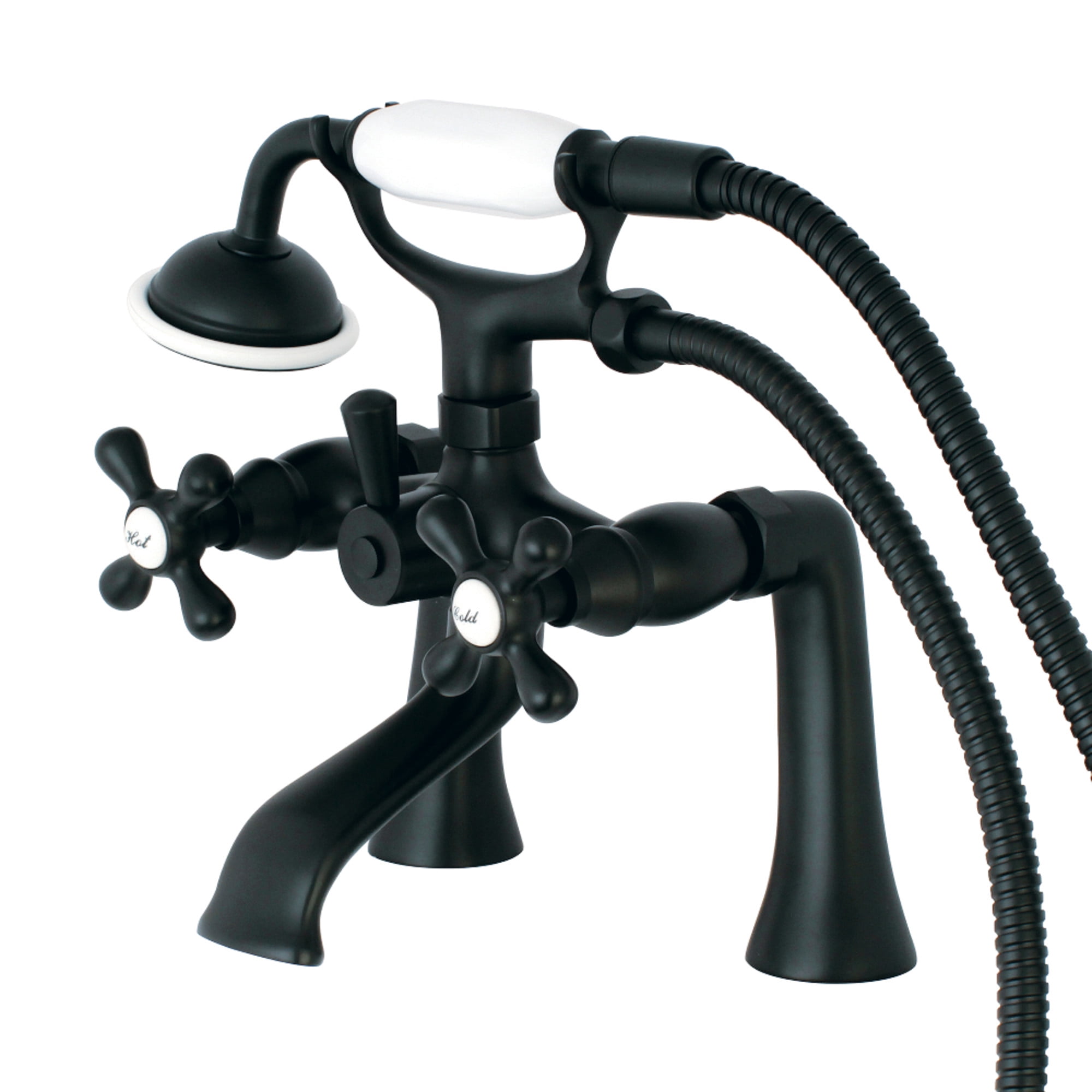 Kingston Brass KS268MB Kingston 7" Center Deck-Mount Clawfoot Tub ...
