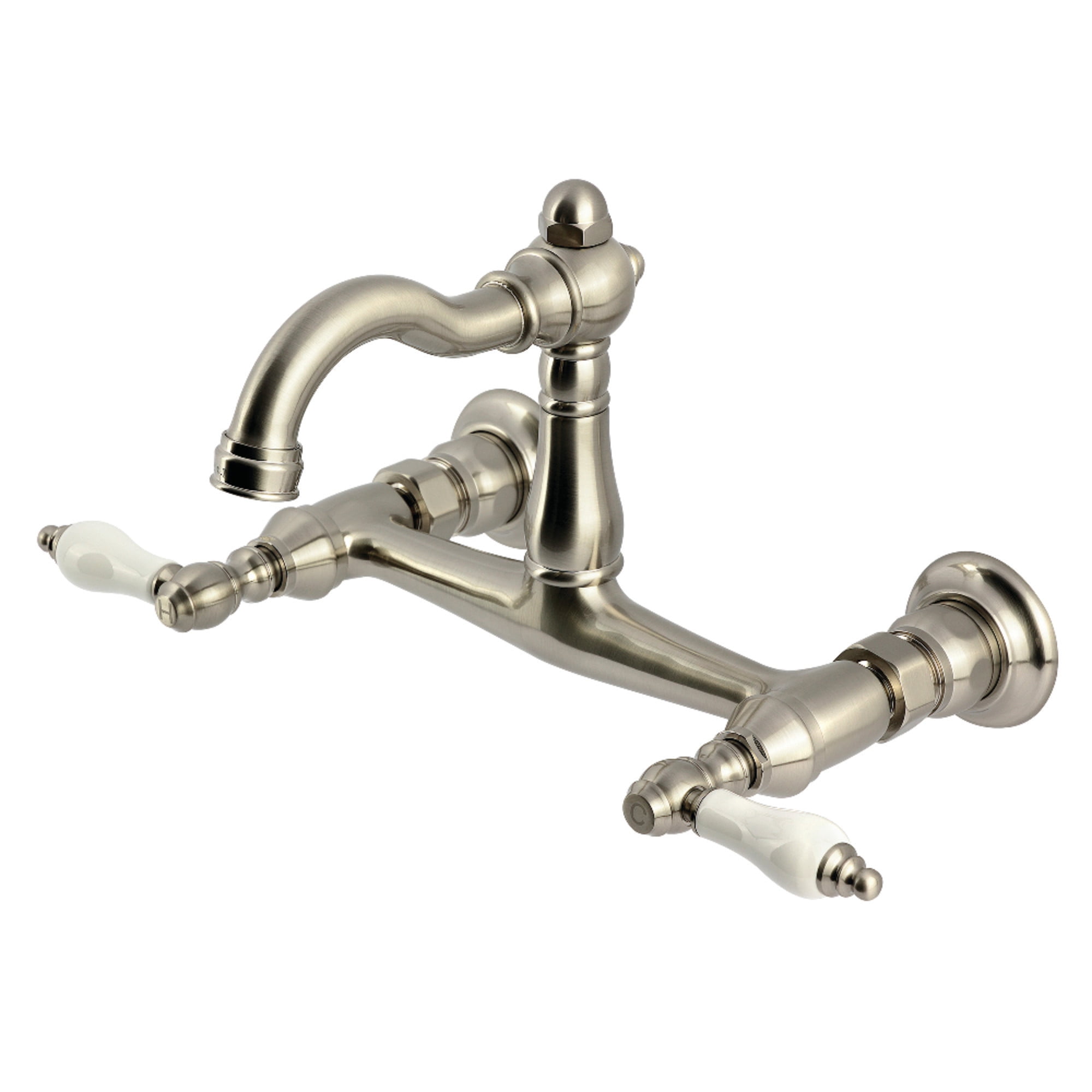 Kingston Brass KS3258PL Vintage Double-Handle Wall-Mount Bridge Kitchen ...