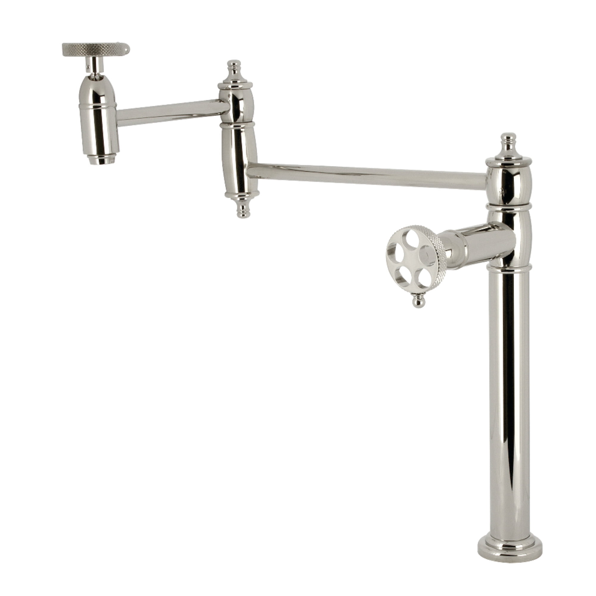 Kingston Brass KS3706RKX Webb Deck Mount Pot Filler Faucet with Knurled ...