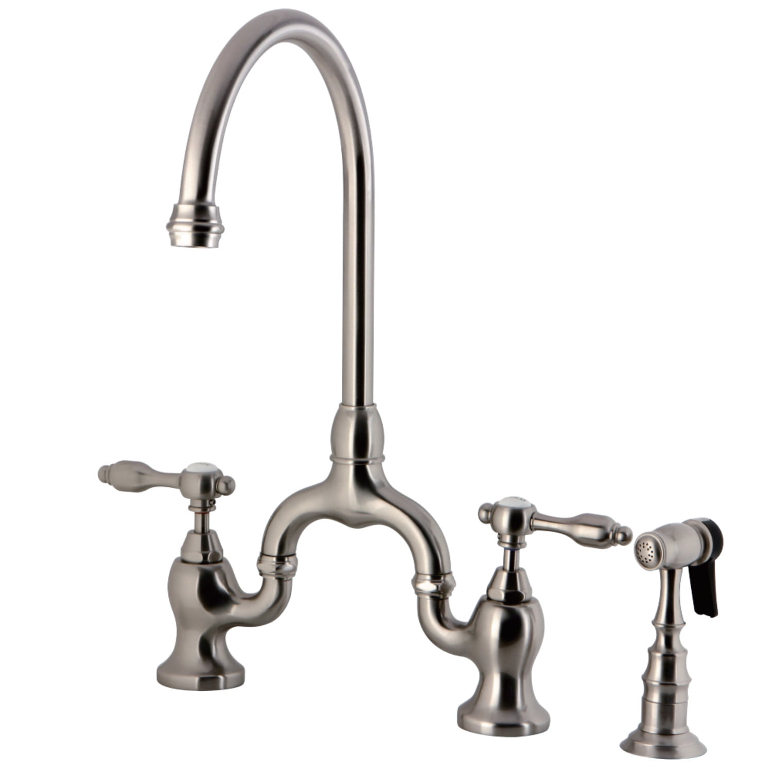 Kingston Brass KS7798TALBS Bridge Kitchen Faucet with Brass Sprayer ...