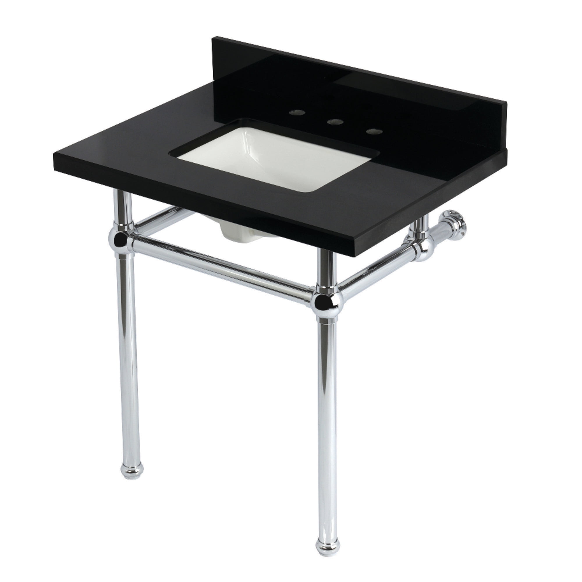 Kingston Brass KVPK3030KBSQ1 Templeton 30" Black Granite Console Sink ...