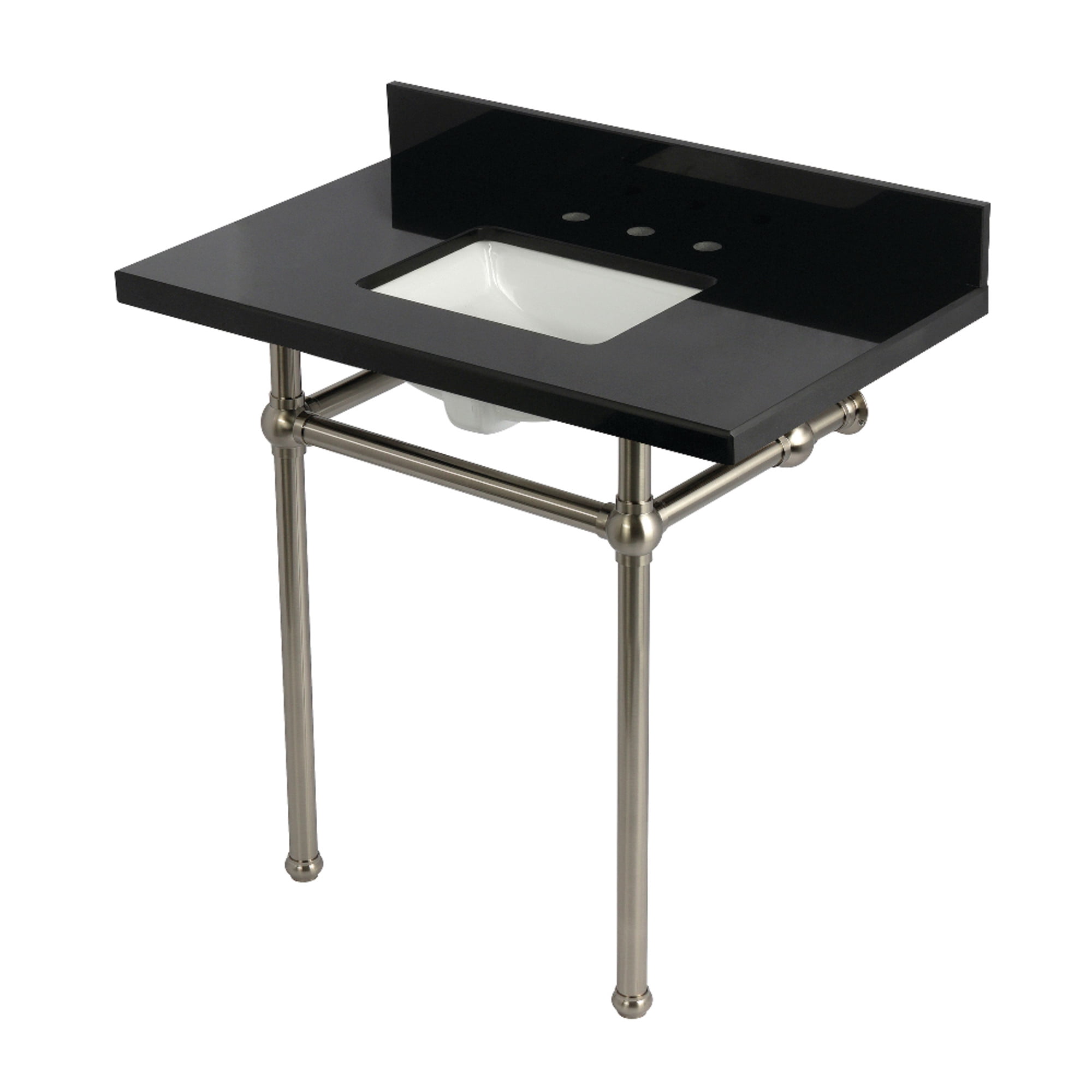 Kingston Brass KVPK36KBSQ8 Templeton 36" Black Granite Console Sink ...
