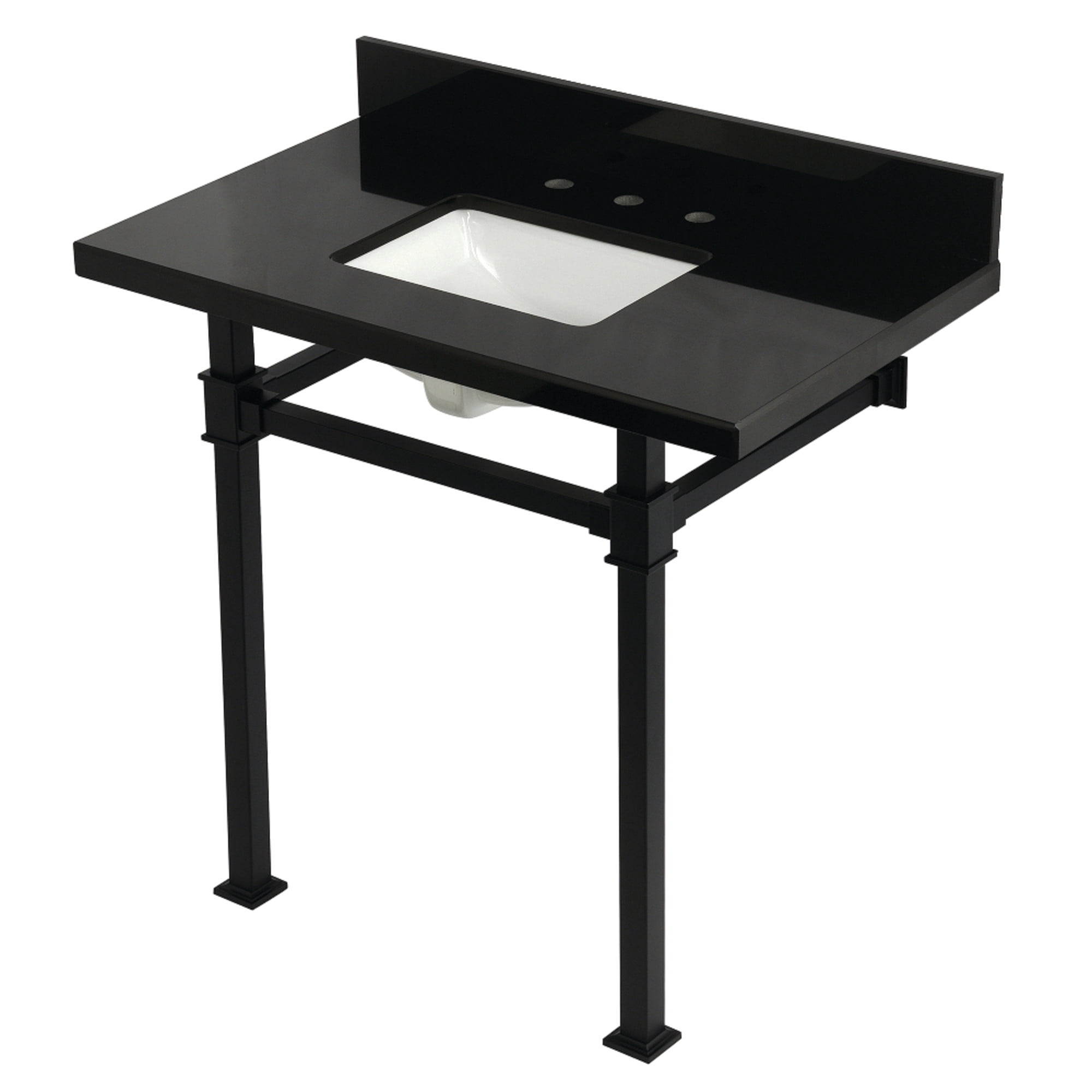 Kingston Brass KVPK36KSQ0 Monarch 36" Black Granite Console Sink with ...