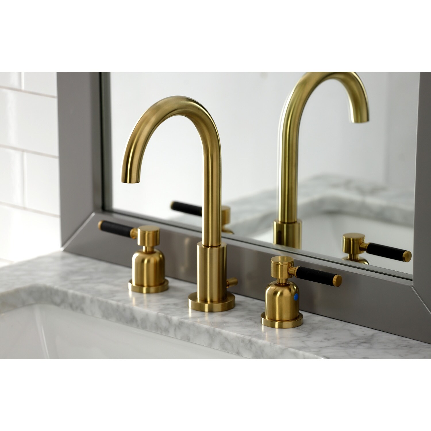 Kingston Brass Kaiser 8-in. Widespread Bathroom Faucet Brushed Brass ...