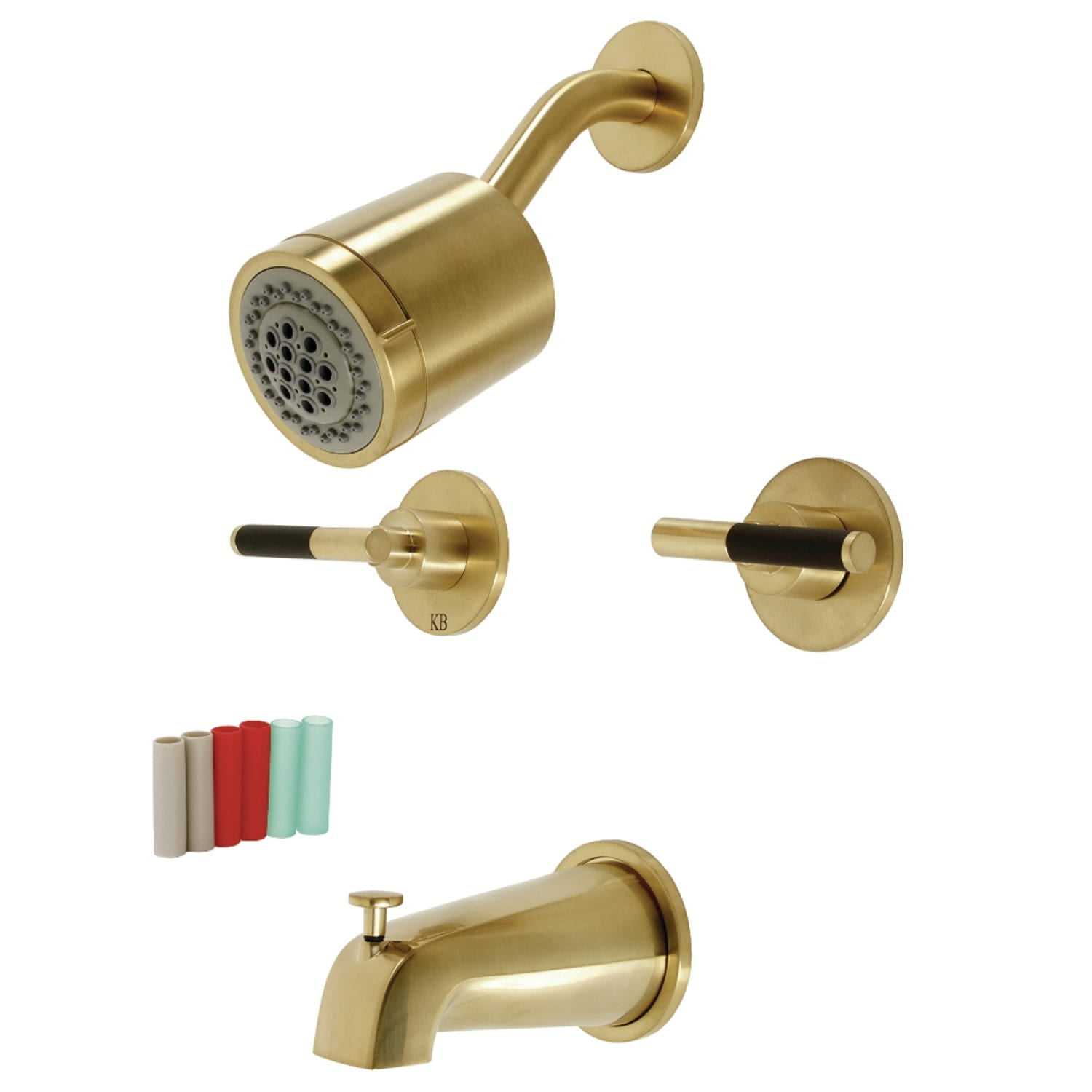 Kingston Brass Kaiser Two-Handle Tub and Shower Faucet Brushed Brass ...