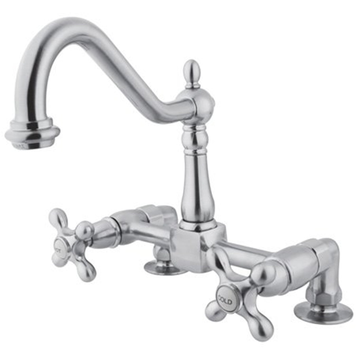 Kingston Brass Heritage Double Handle 8" Bridge Deck Mount Kitchen Faucet - Walmart.com