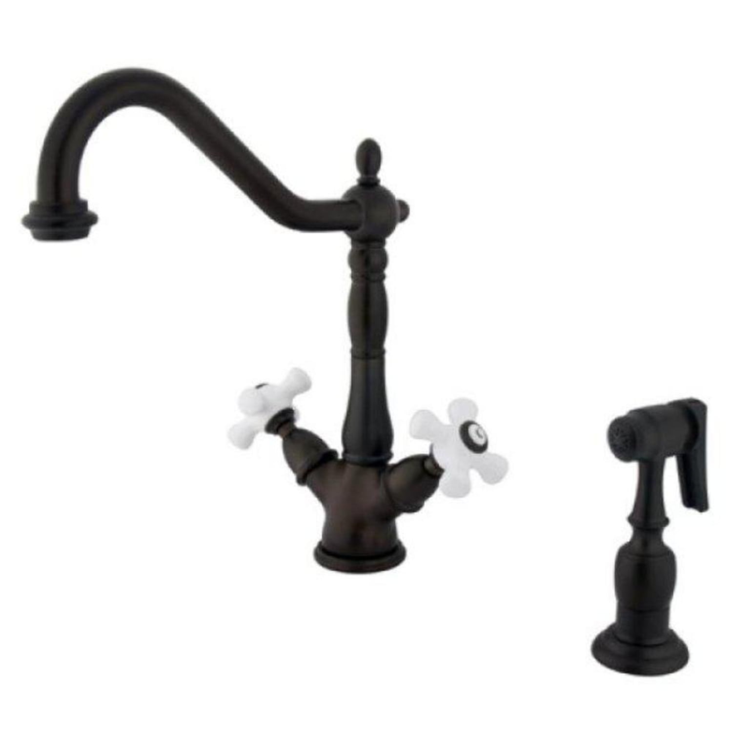 Kingston Brass KS1235PXBS Mono Deck Mount Kitchen Faucet With Brass ...