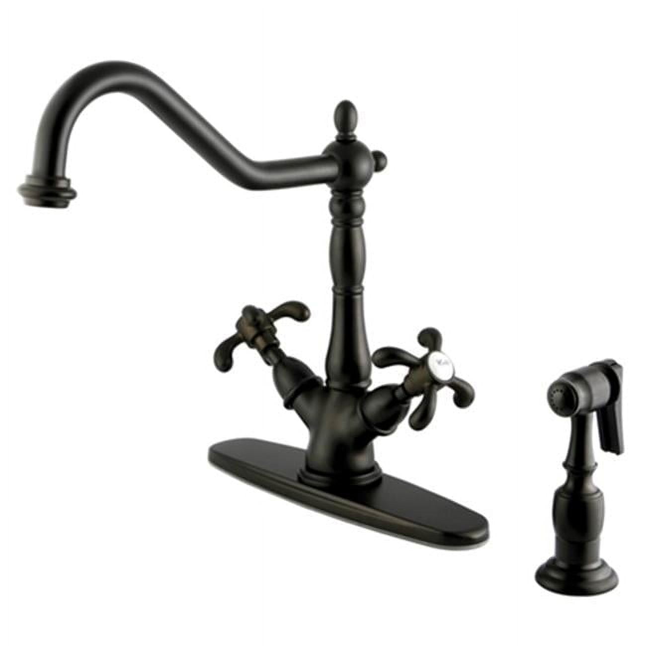 Kingston Brass KS1235TXBS French Country Mono Deck Mount Kitchen Faucet ...