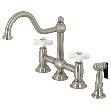 Kingston Brass Ks378.Al Restoration 1.8 GPM Widespread Bridge Kitchen Faucet - Brass - Walmart.com