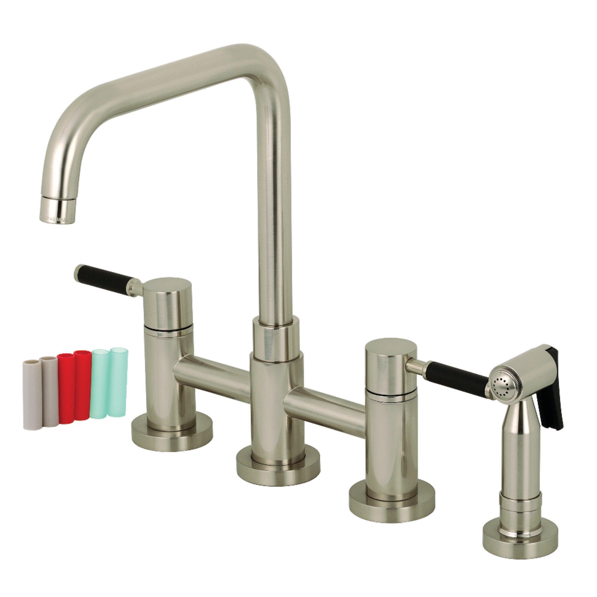 Kingston Brass KS8288DKLBS Kaiser Bridge Kitchen Faucet with Brass Side ...