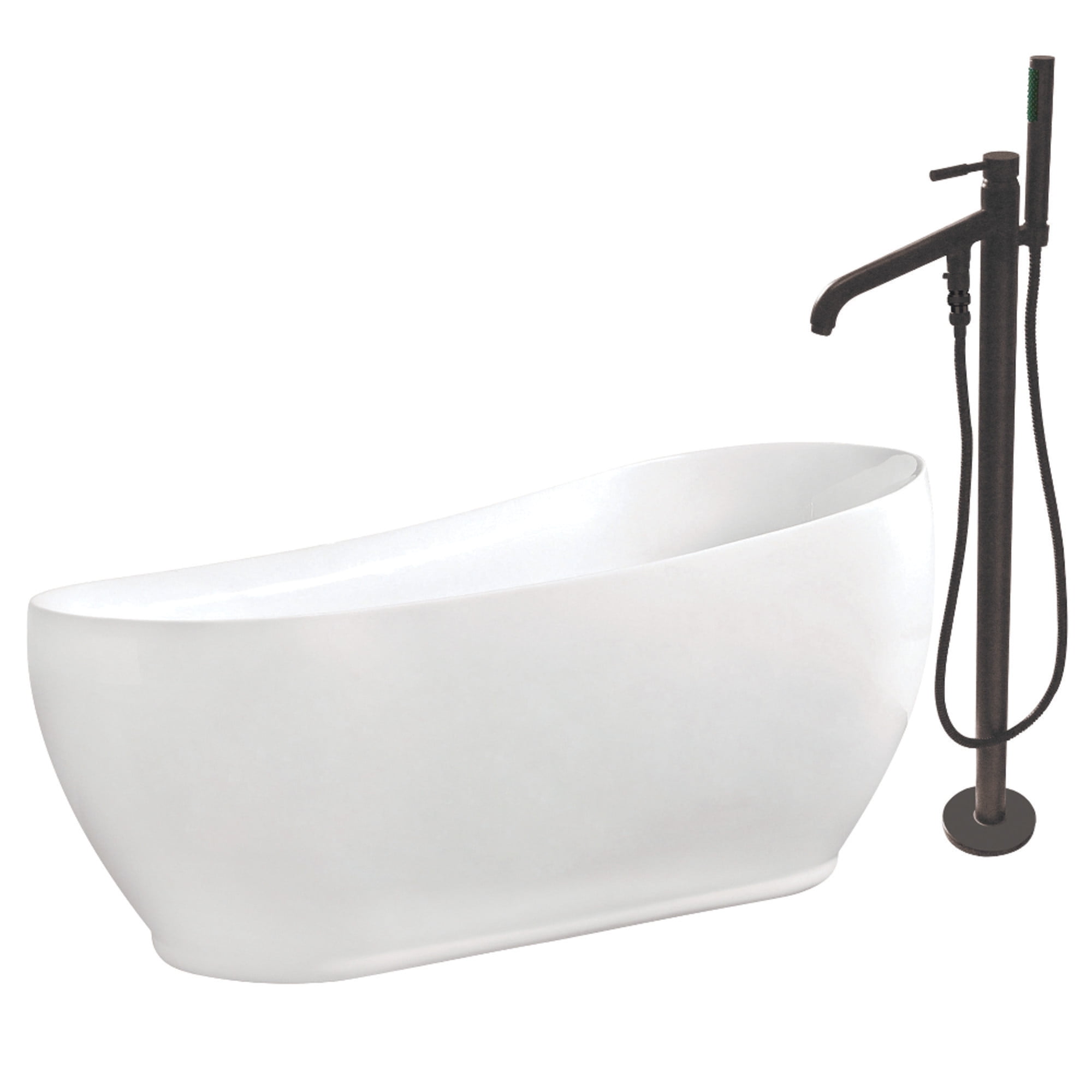 Aqua Eden KTRS723432A5 71" Acrylic Oval Single Slipper Freestanding Tub ...