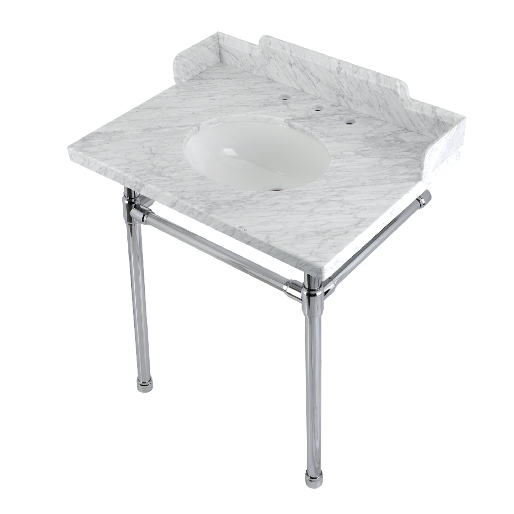 Kingston Brass LMS30M81ST Dreyden 30" Carrara Marble Console Sink with ...