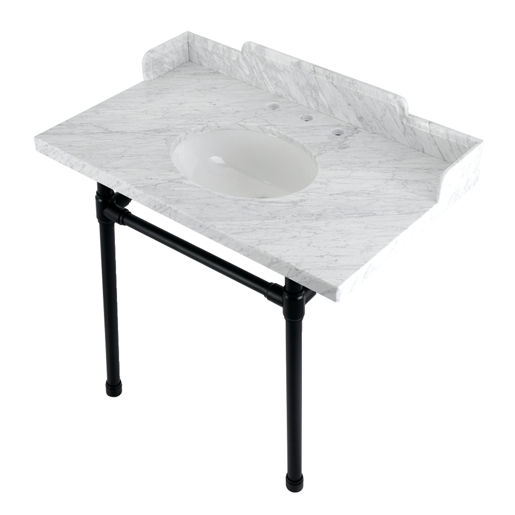 Kingston Brass LMS36M80ST Dreyden 36" Carrara Marble Console Sink with ...
