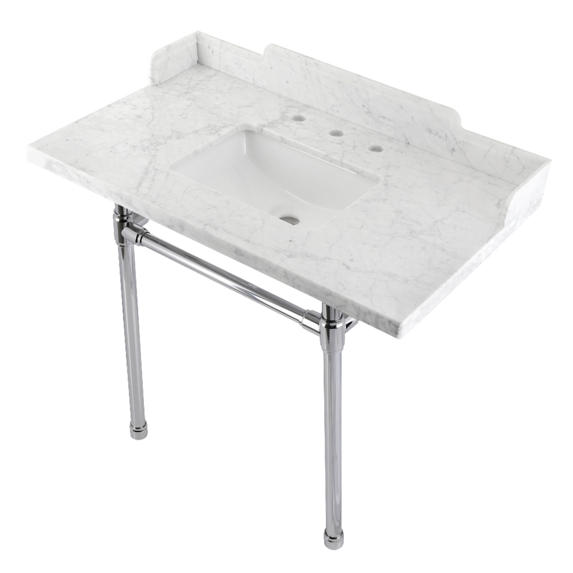 Kingston Brass LMS36M8SQ1ST Dreyden 36" Carrara Marble Console Sink ...