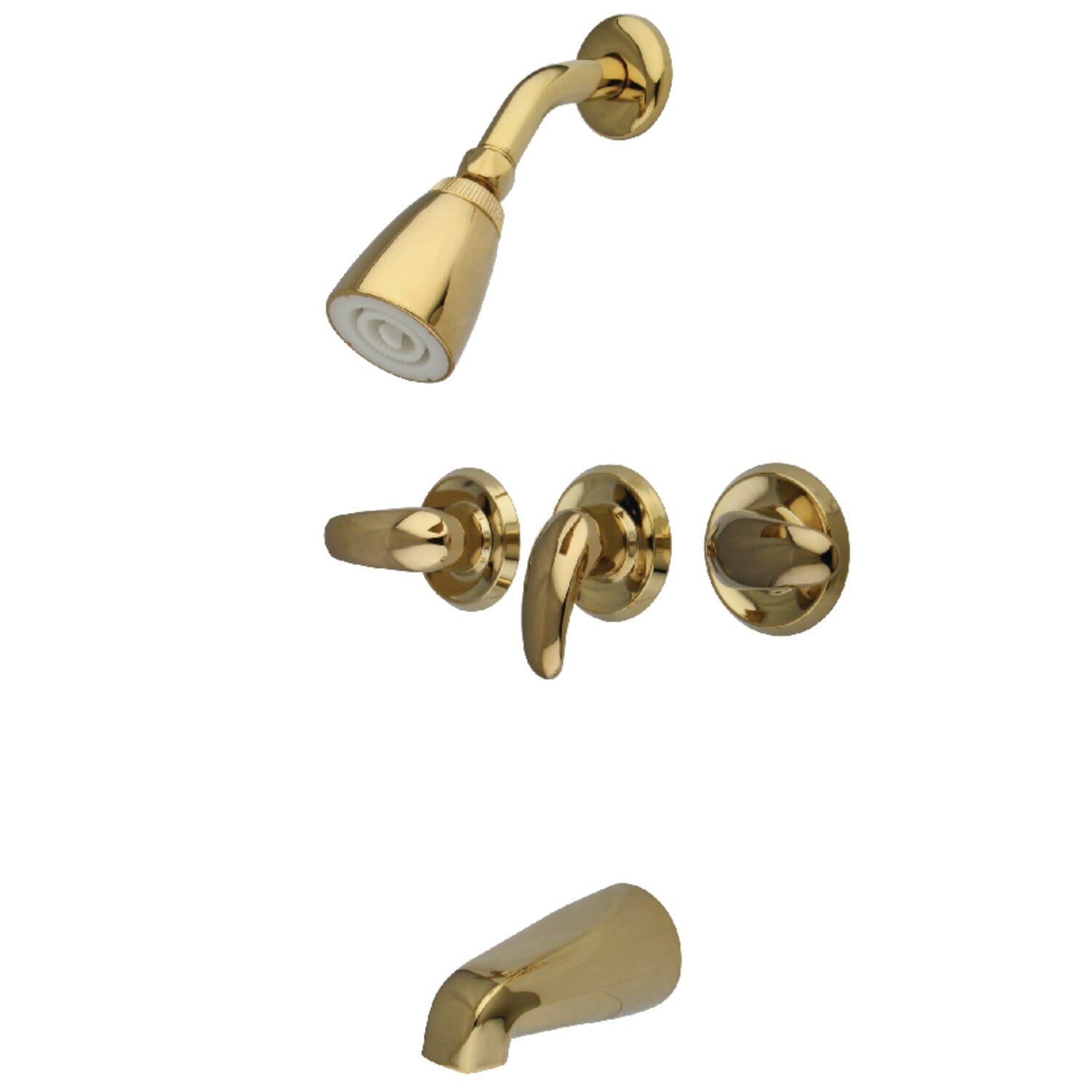 Kingston Brass Legacy Three-Handle Tub and Shower Faucet Polished Brass ...