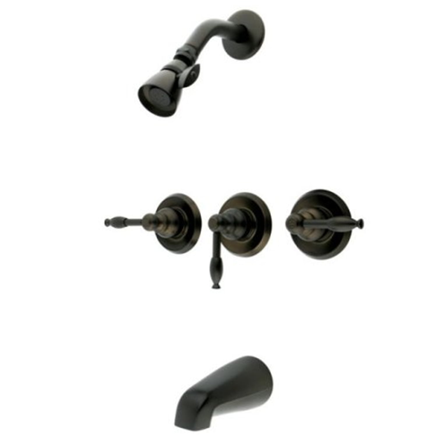 Kingston Brass KB235KL Knight Three-Handle Tub and Shower Faucet, Oil ...