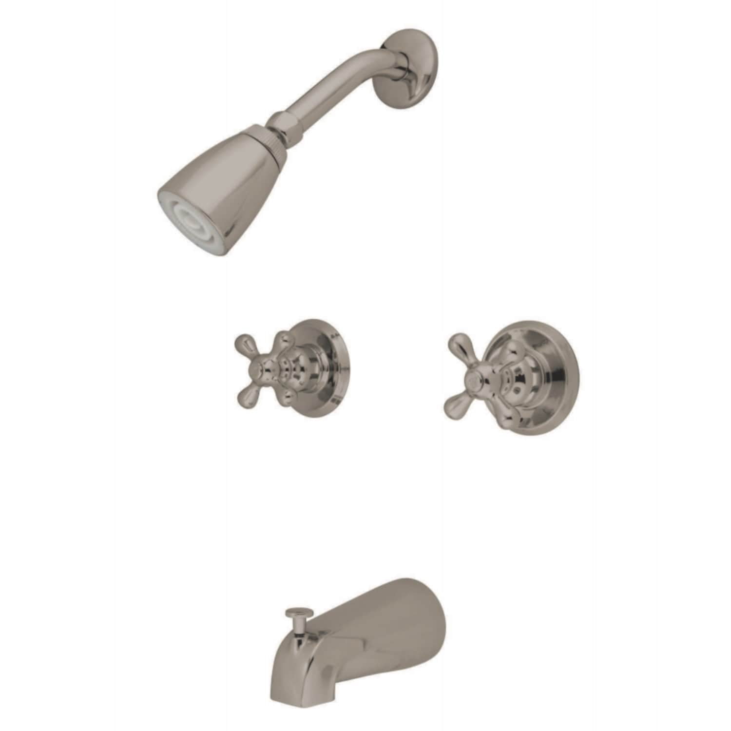 Kingston Brass Magellan Two-Handle Tub and Shower Faucet Brushed Nickel ...