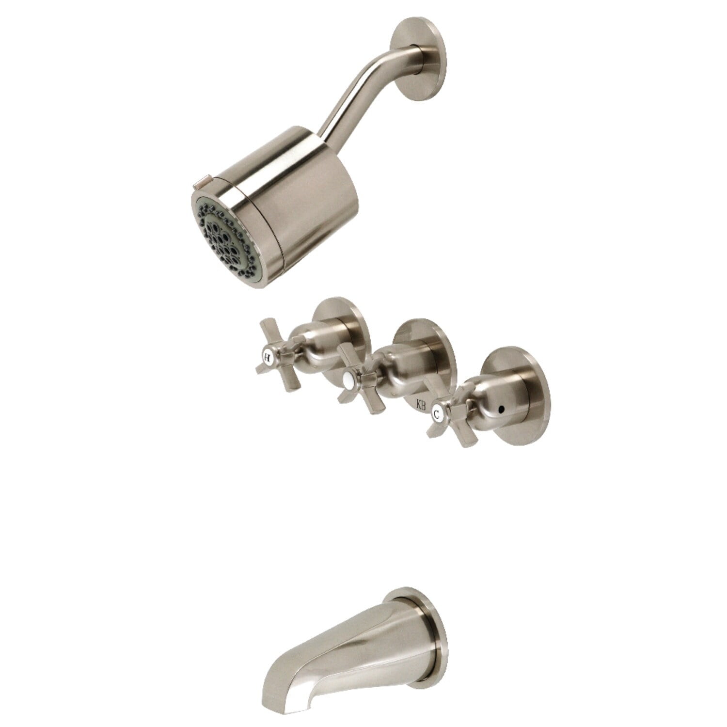 Kingston Brass Millennium Three-Handle Tub and Shower Faucet Brushed ...