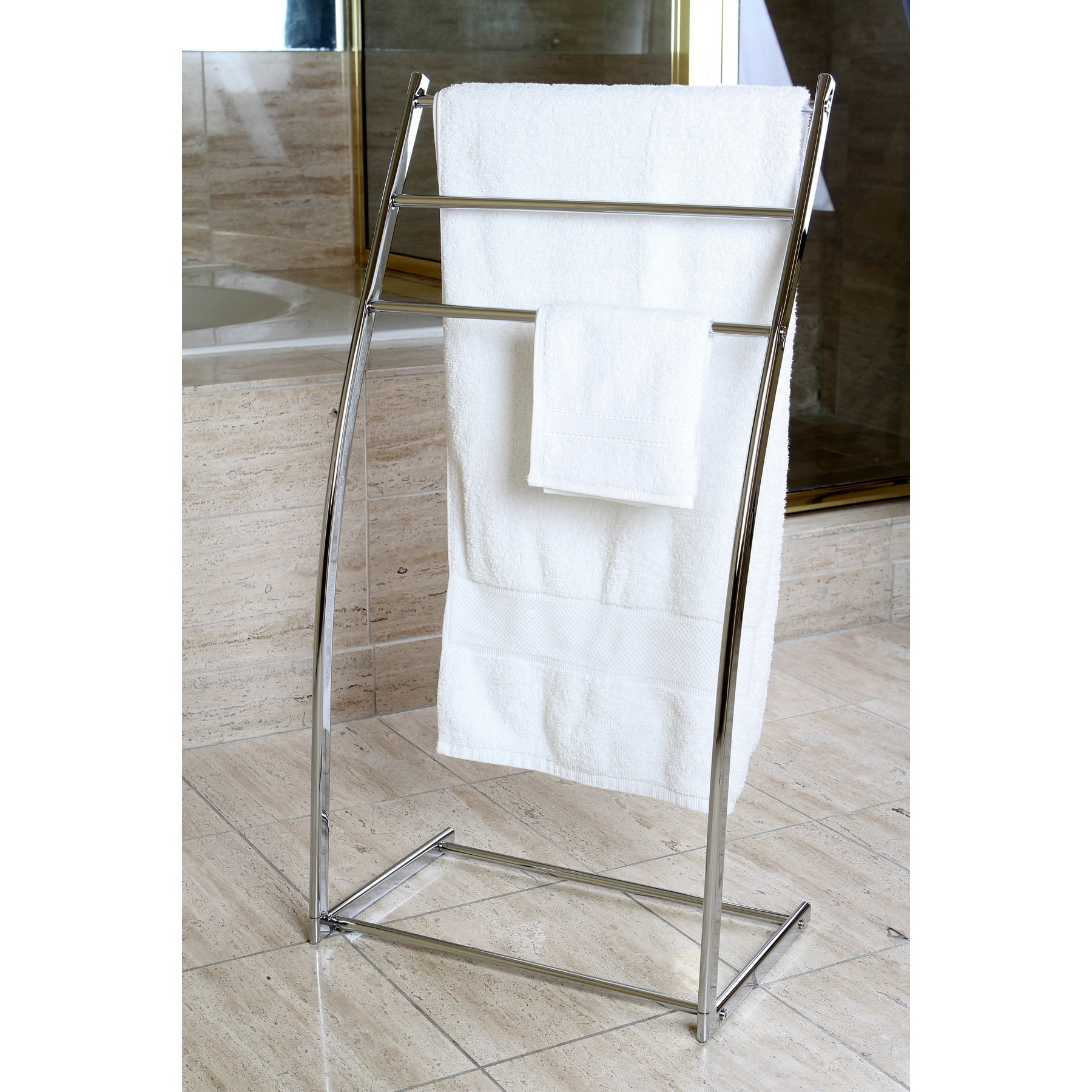 Kingston Brass Pedestal Chrome Iron Towel Rack - silver - Walmart.com