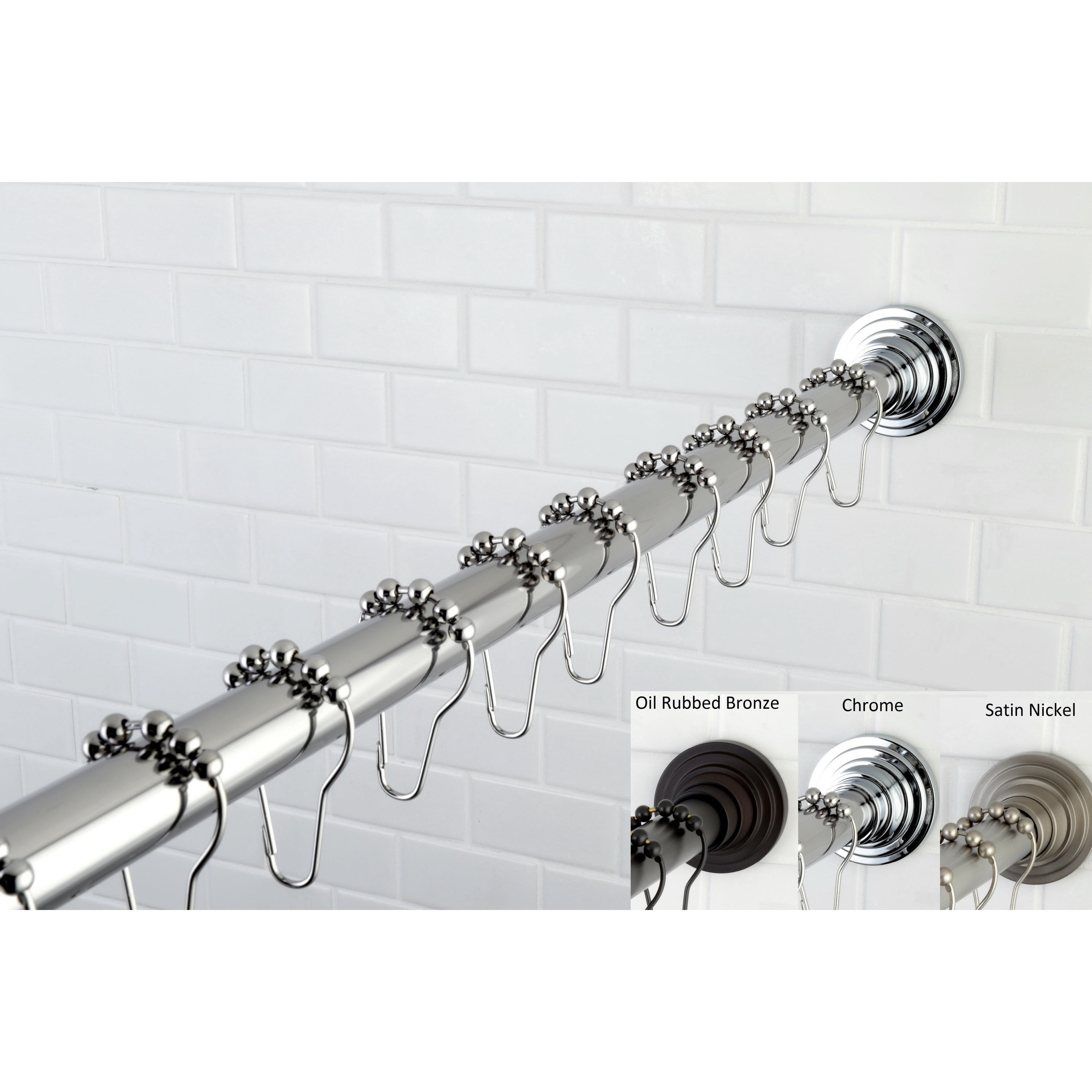 Kingston Brass Traditional 60 in. to 72 in. Tension Shower Rod with ...