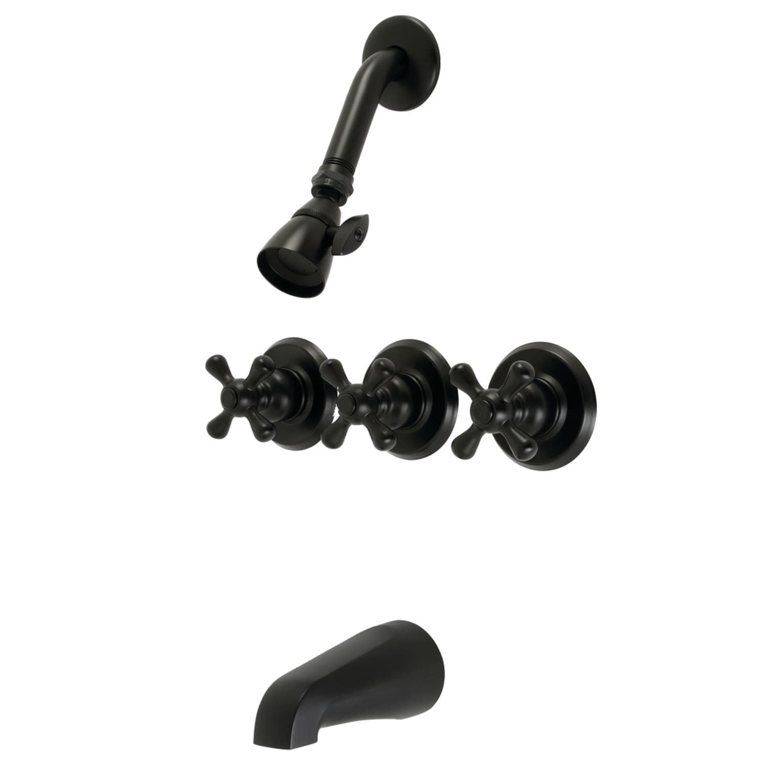 Kingston Brass Victorian Three-Handle Tub and Shower Faucet Matte Black ...