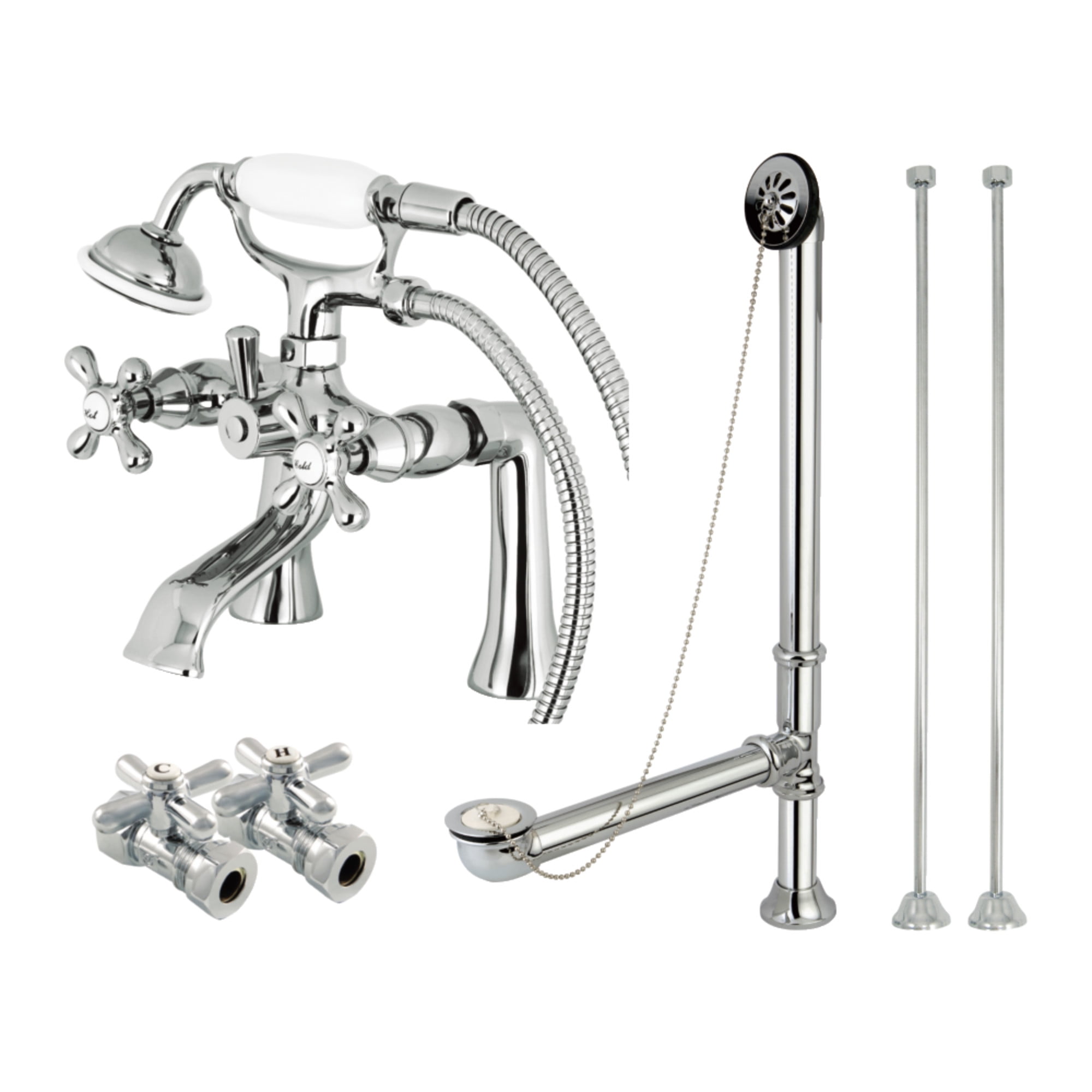 Kingston Brass CCK268C Vintage Deck Mount Clawfoot Tub Faucet Package ...