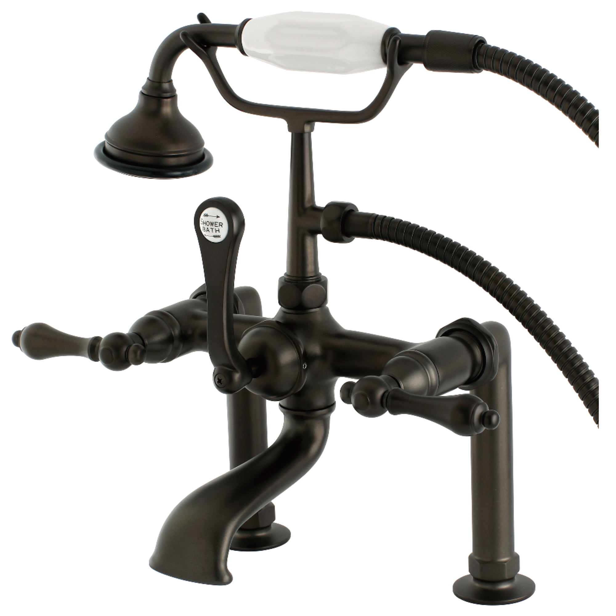 Kingston Brass AE103T5 Aqua Vintage 7" Center Deck-Mount Clawfoot Tub ...