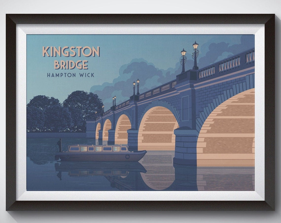 Kingston Bridge London Poster, London Travel Poster, Kingston Upon ...