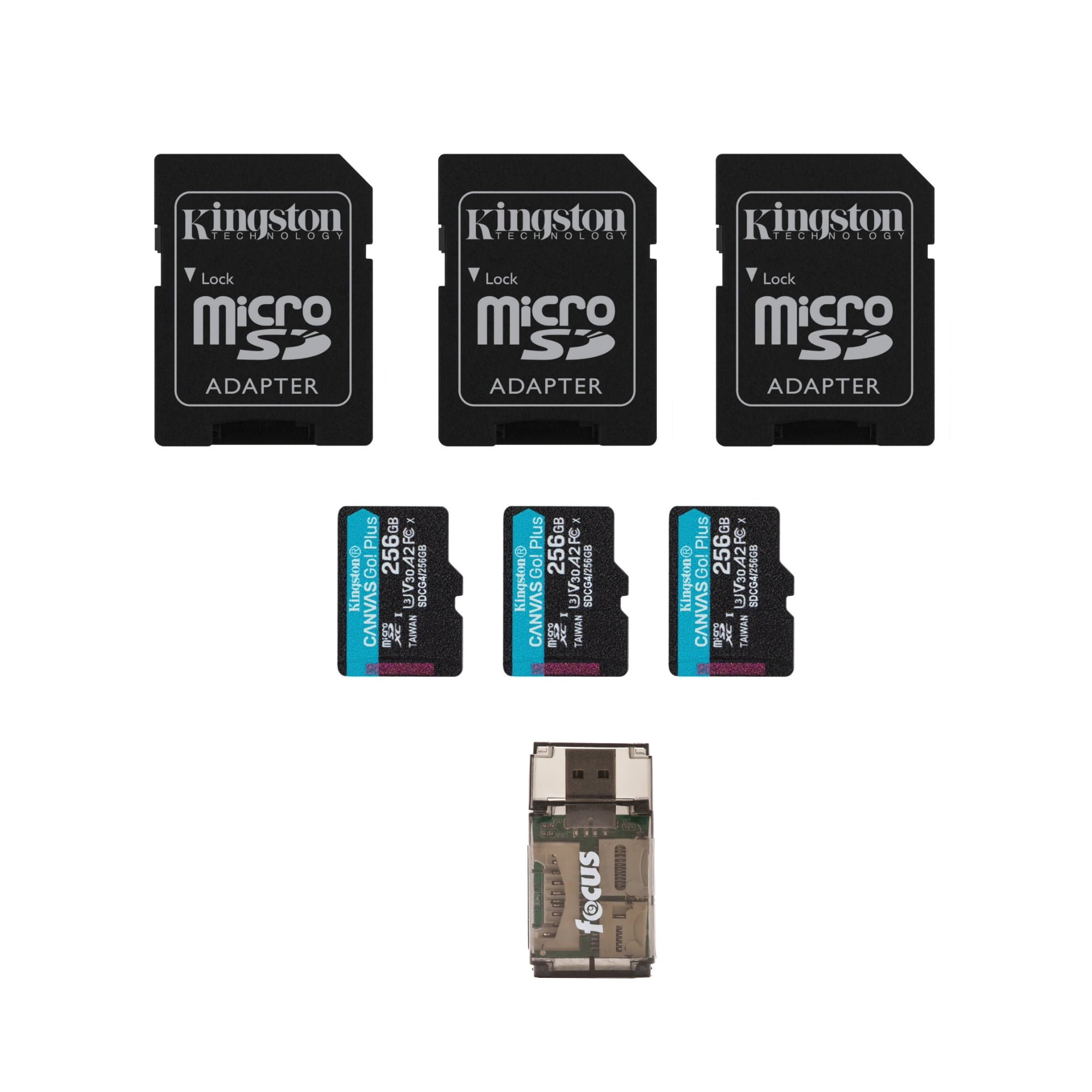 Kingston Canvas Go Plus 256GB U3 V30 A2 MicroSD Card with SD Adapter (3 ...