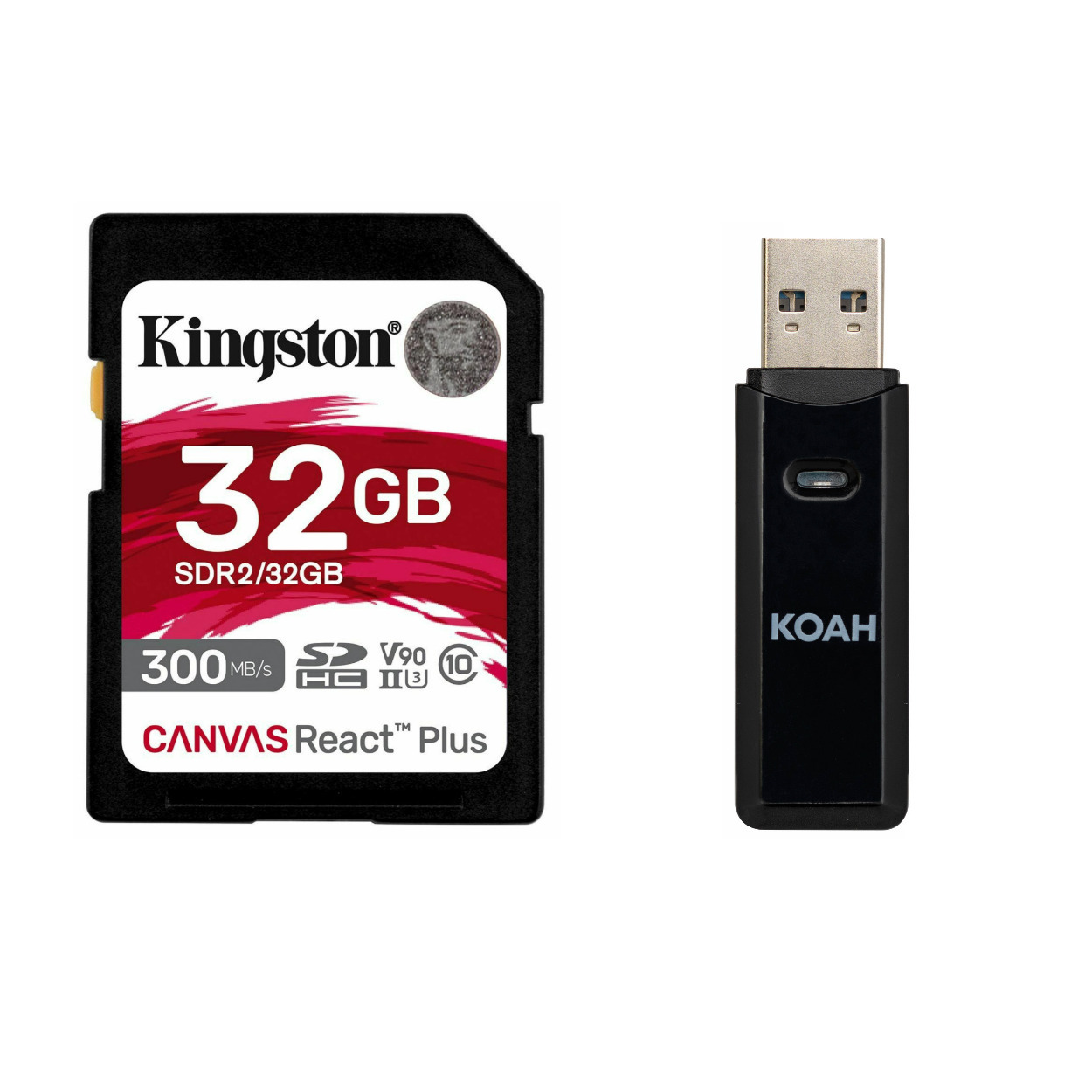 Kingston Canvas React Plus SD Memory Card (32GB) with Koah Card Reader - Walmart.com