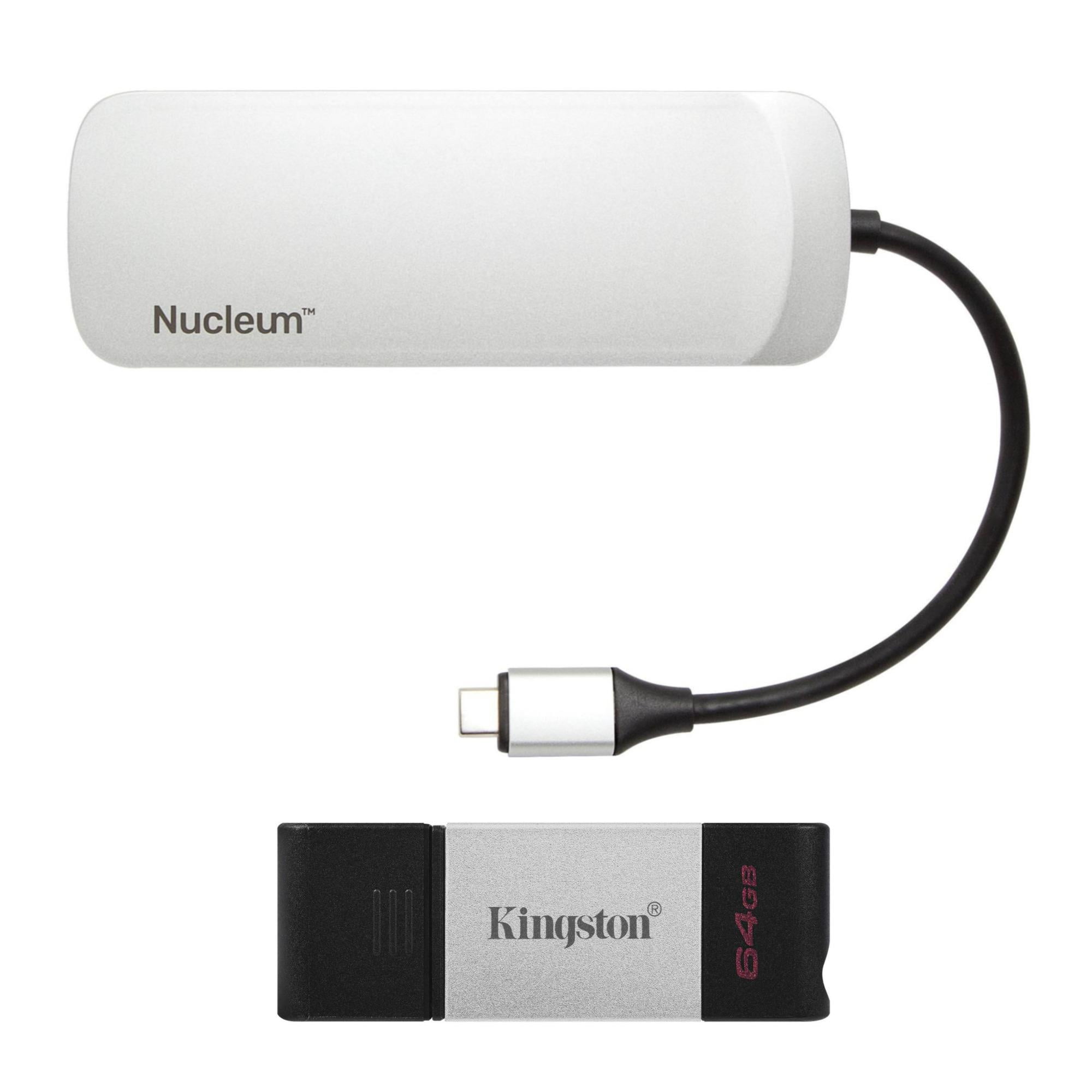 Kingston Nucleum 7-in-1 USB Type-C Hub with Kingston 64GB Metal Flash ...