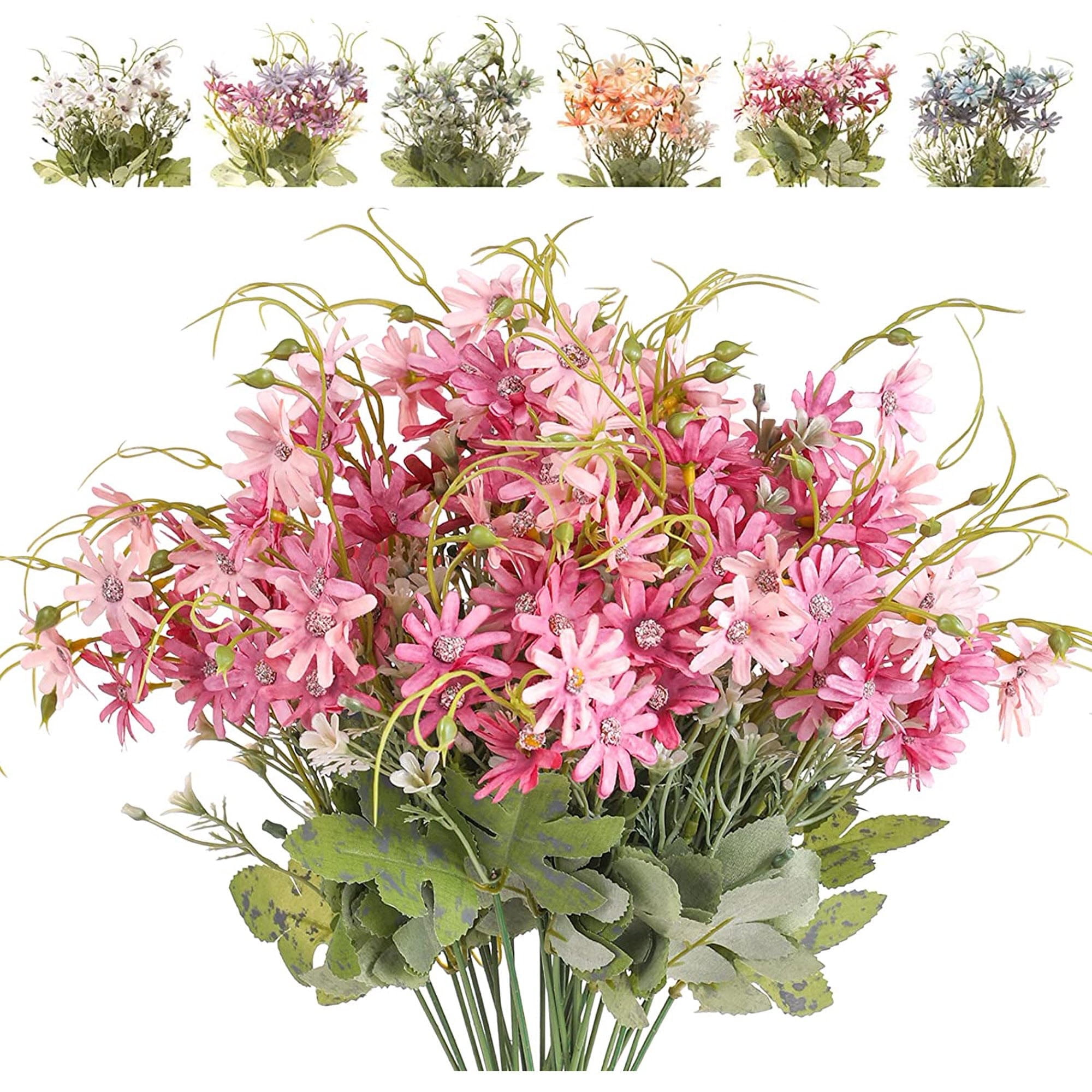 Kingswick 3 Bundles Artificial Wildflowers Daisy Fake Silk Flower ...