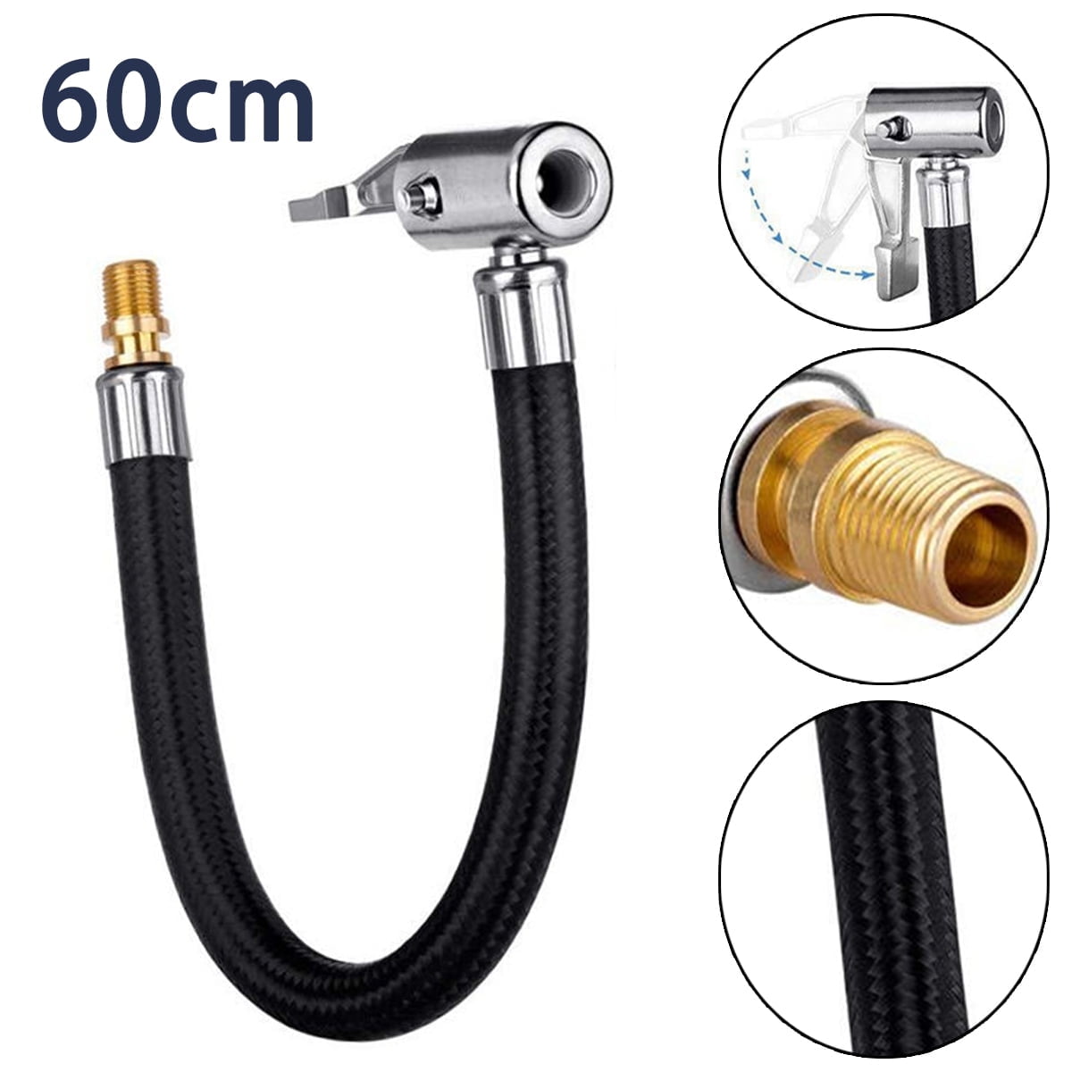 Kingswick 60cm Inflator Extension Hose Adapter Portable Tire Inflator ...
