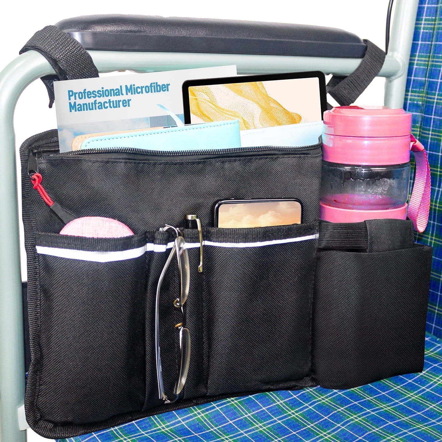 Kingswick Wheelchair Side Pocket with 5 Pockets, Waterproof Wheelchair ...