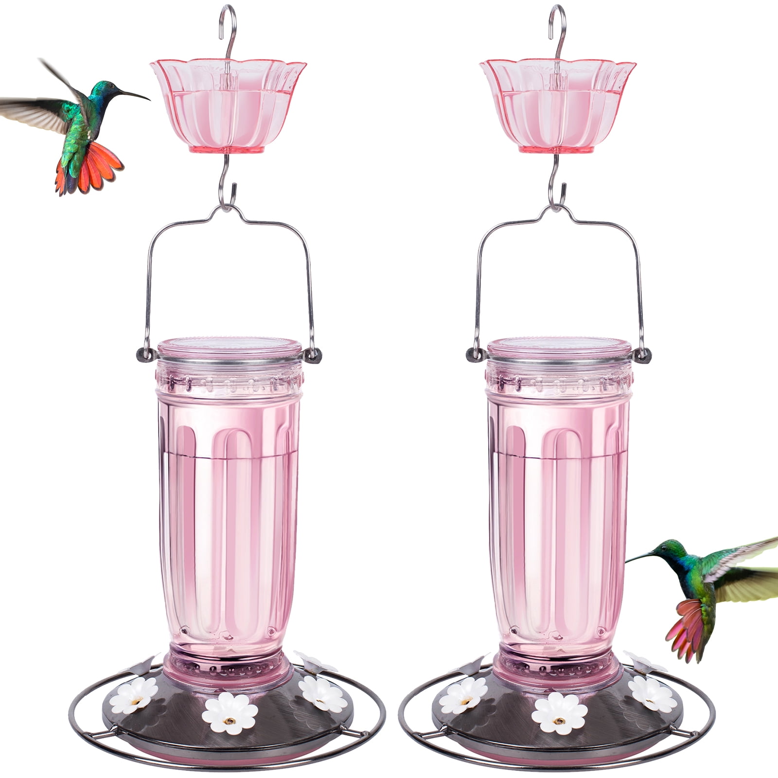 Kingsyard 2 Pack Glass Hummingbird Feeder with Ant Moat for Outdoors ...